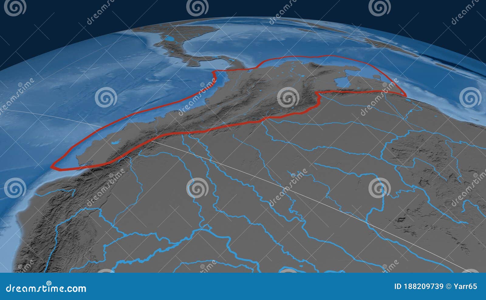 North Andes Plate Outlined - Topo and Bathy Stock Illustration ...