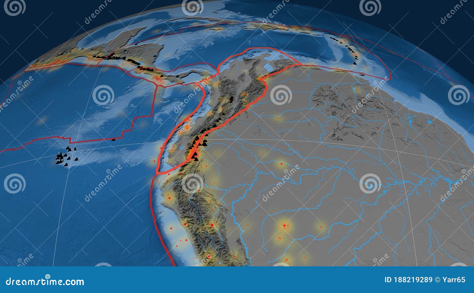 North Andes Plate Outlined - Topo and Bathy Stock Illustration ...