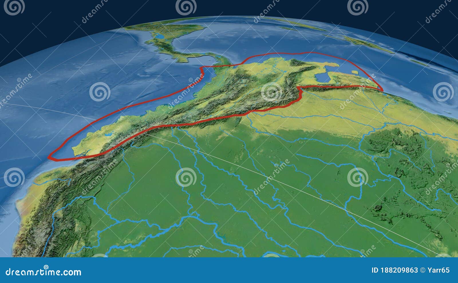 North Andes Plate Outlined - Topographic Stock Illustration ...