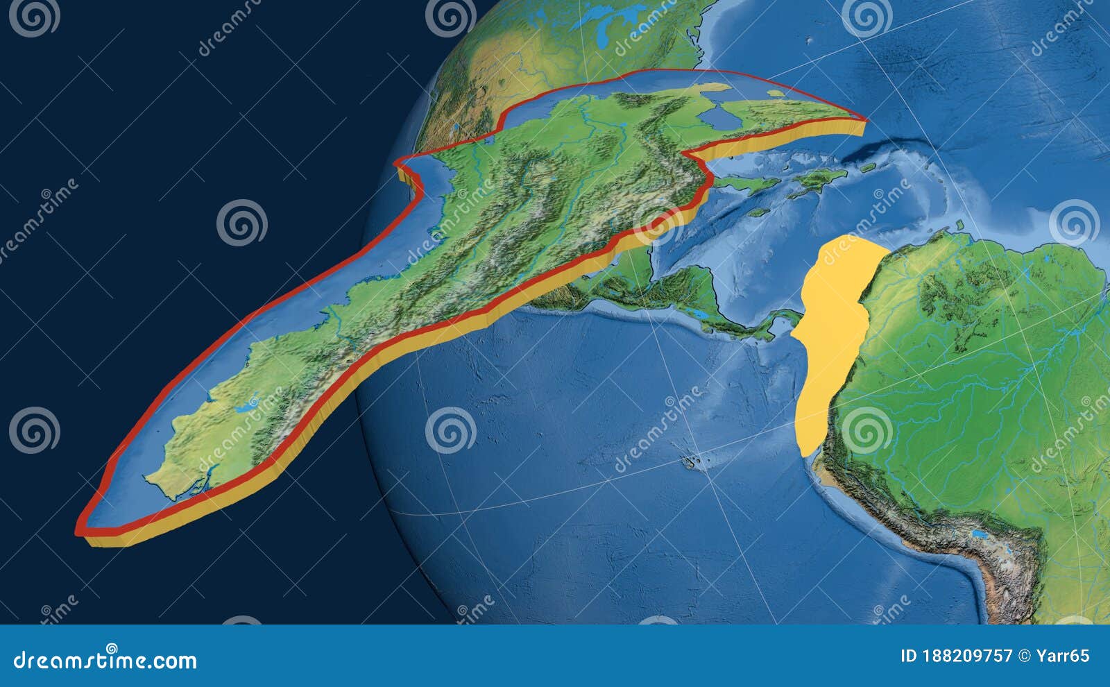 North Andes Plate Presented - Natural Earth Stock Illustration ...