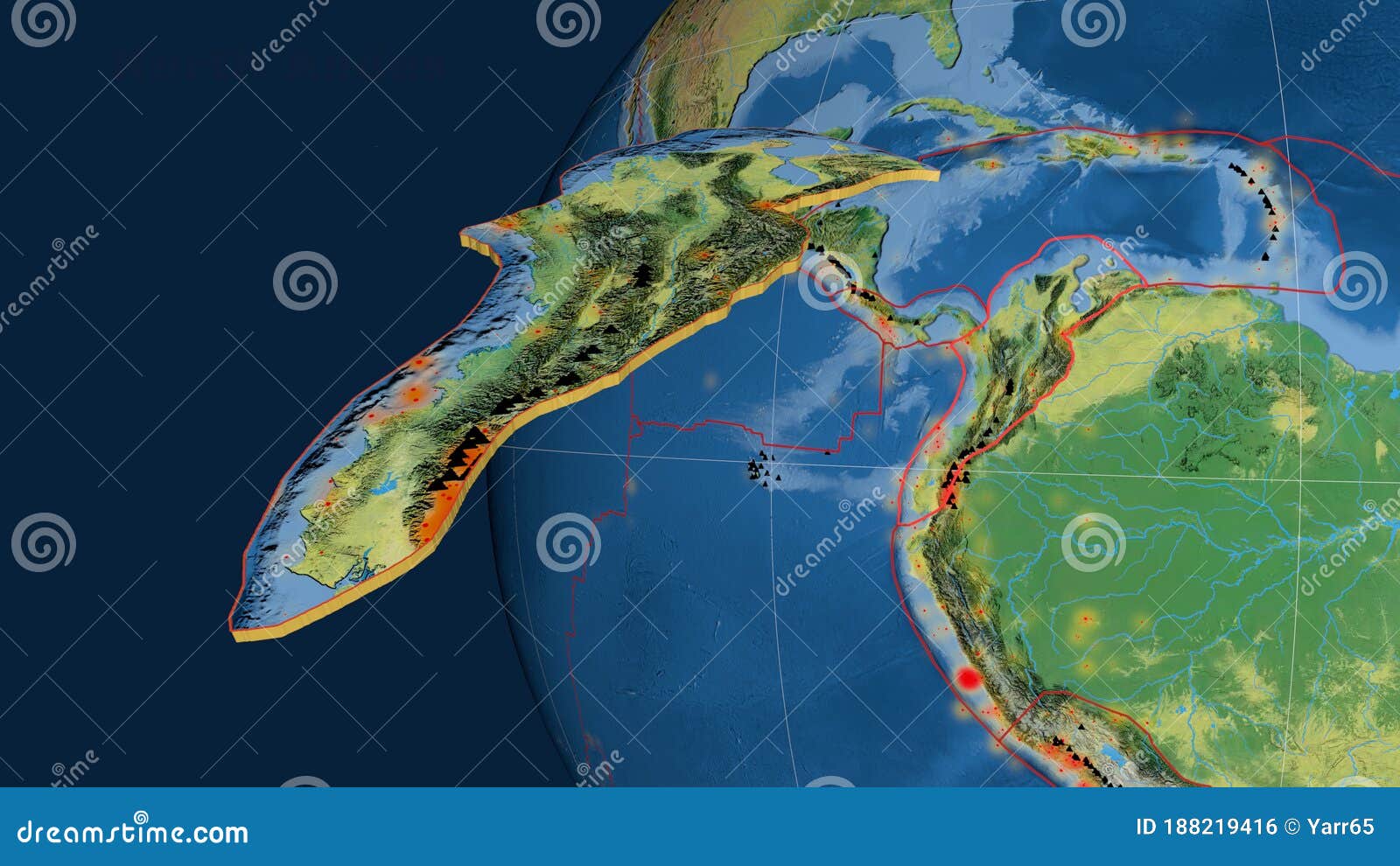 North Andes Plate Presented - Topographic Stock Illustration ...