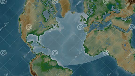 North Atlantic Ocean Highlighted. Physical Map Stock Illustration ...