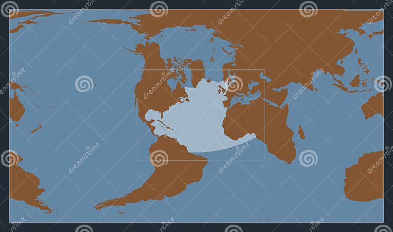 North Atlantic Ocean on the World Map. Patterned Stock Illustration ...