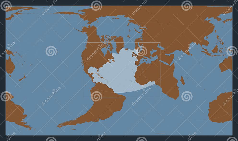 North Atlantic Ocean on the World Map. Patterned Stock Illustration ...
