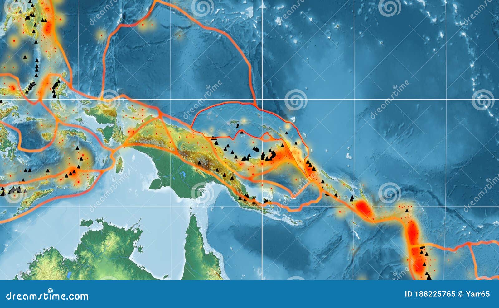 North Bismarck Plate Outlined, Kavrayskiy Projection - Relief Stock ...