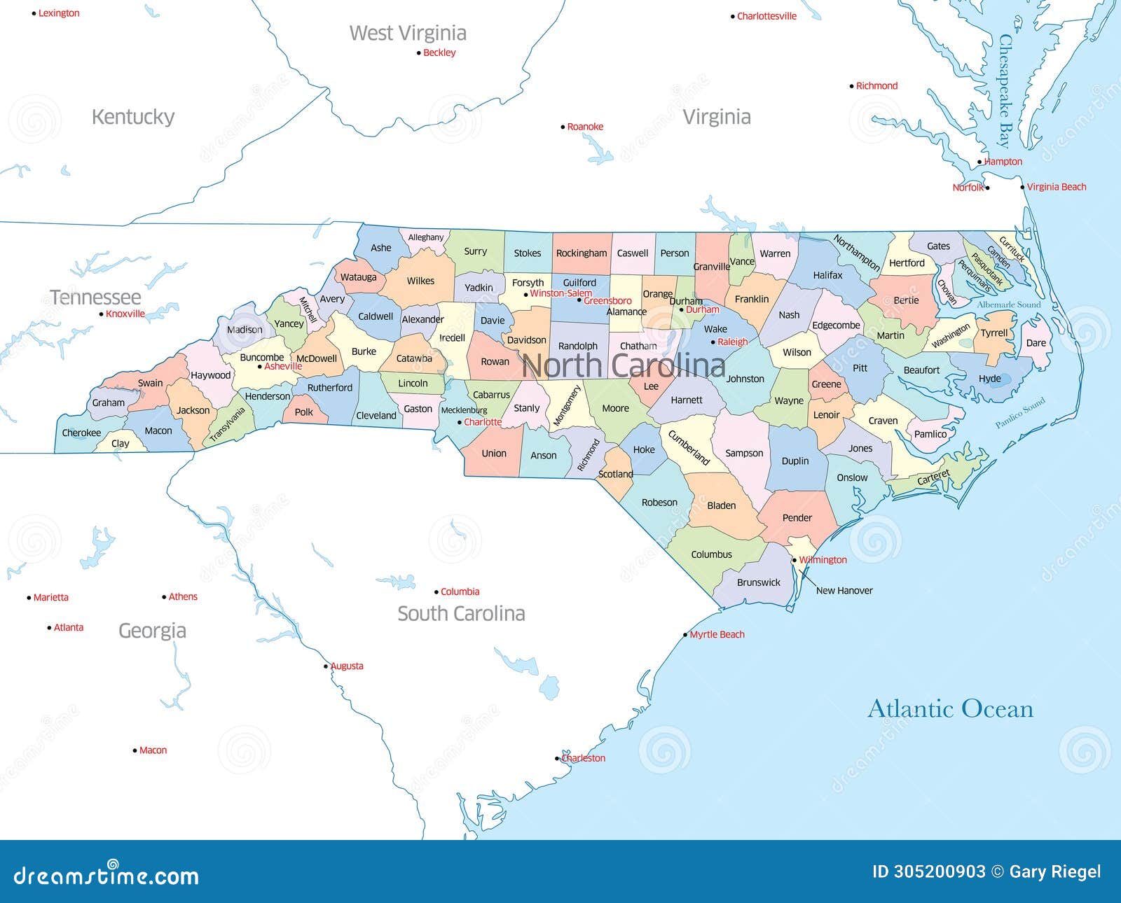 North Carolina Counties Map Stock Illustration - Illustration of ...