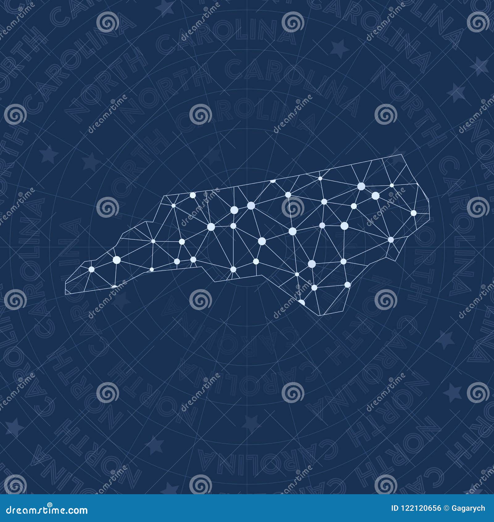 North Carolina Network, Constellation Style Us. Stock Vector ...