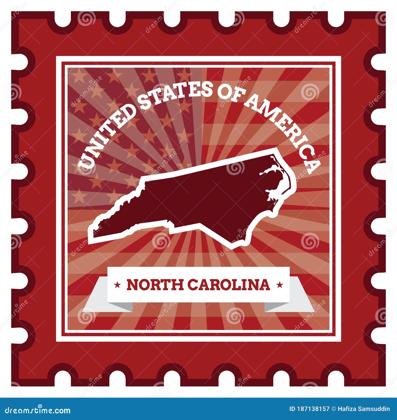 North Carolina Postage Stamp. Vector Illustration Decorative Design ...