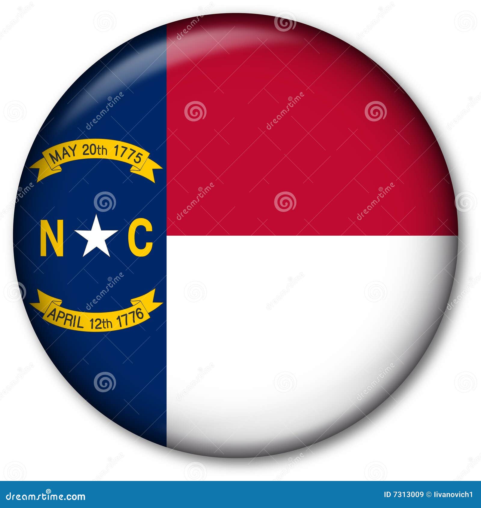 North Carolina State Flag Button Stock Illustration - Illustration of ...