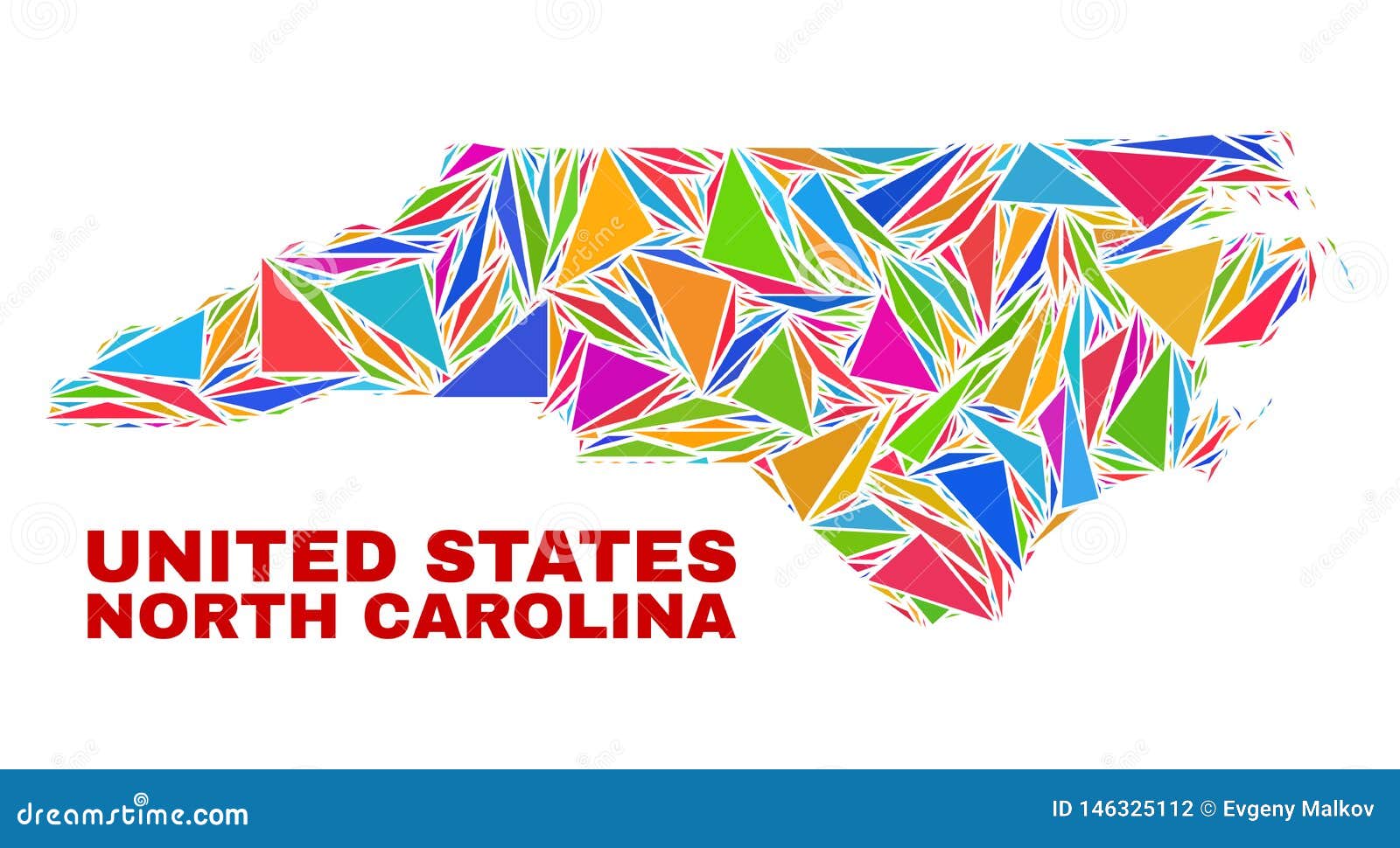 North Carolina State Map - Mosaic of Color Triangles Stock Vector ...