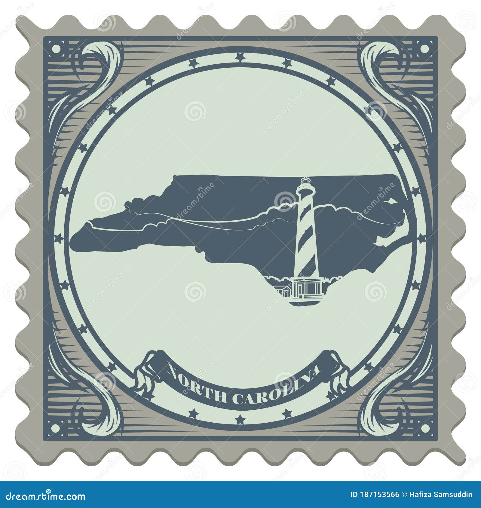 North Carolina State Postage Stamp. Vector Illustration Decorative ...