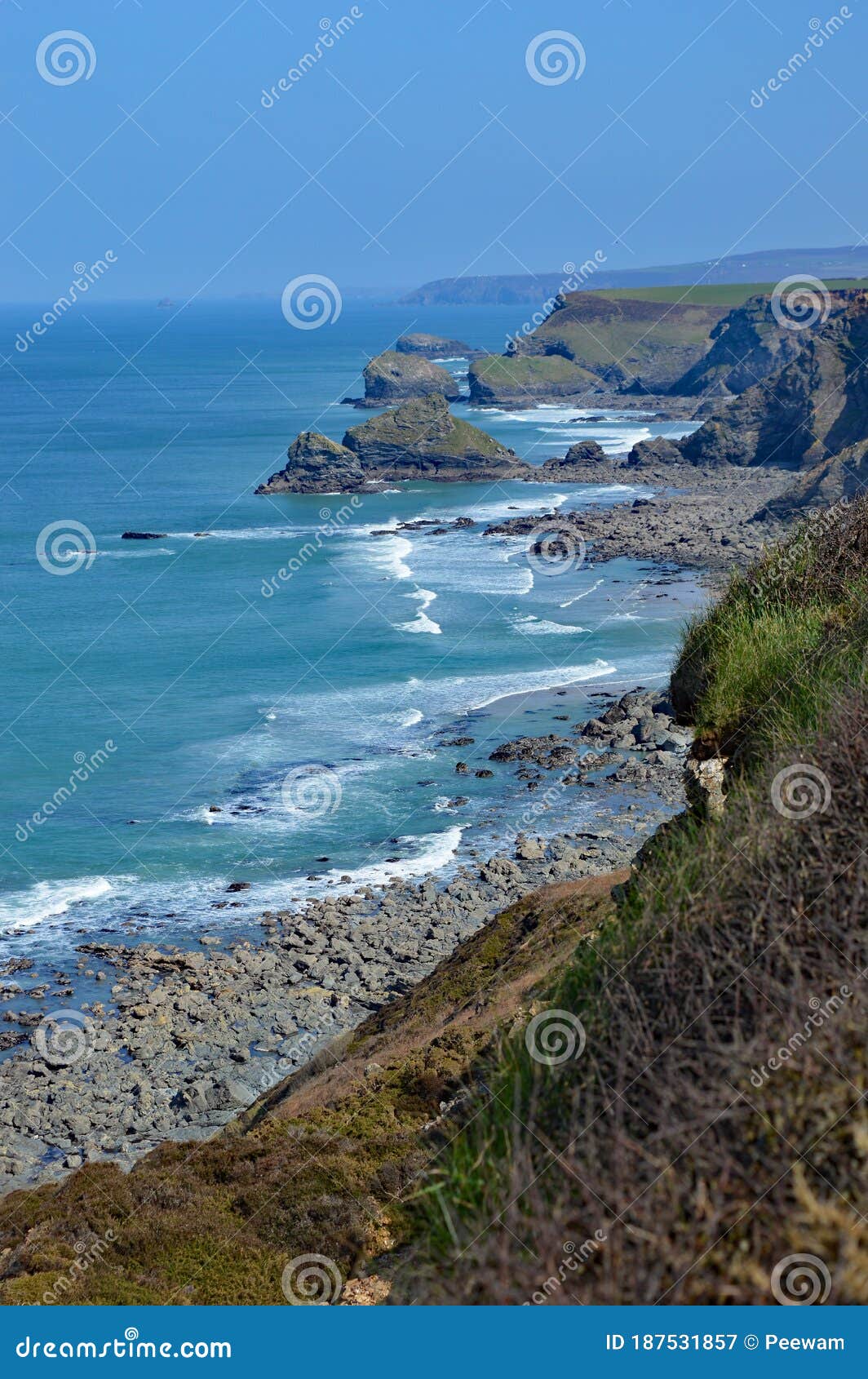 North Cliffs at Low Tide, Cornwall UK Stock Image - Image of north ...