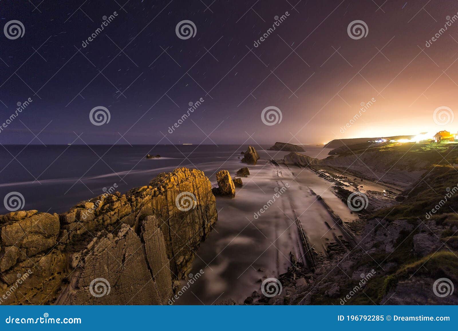 North Coast of Spain at Night Stock Image - Image of landscape ...