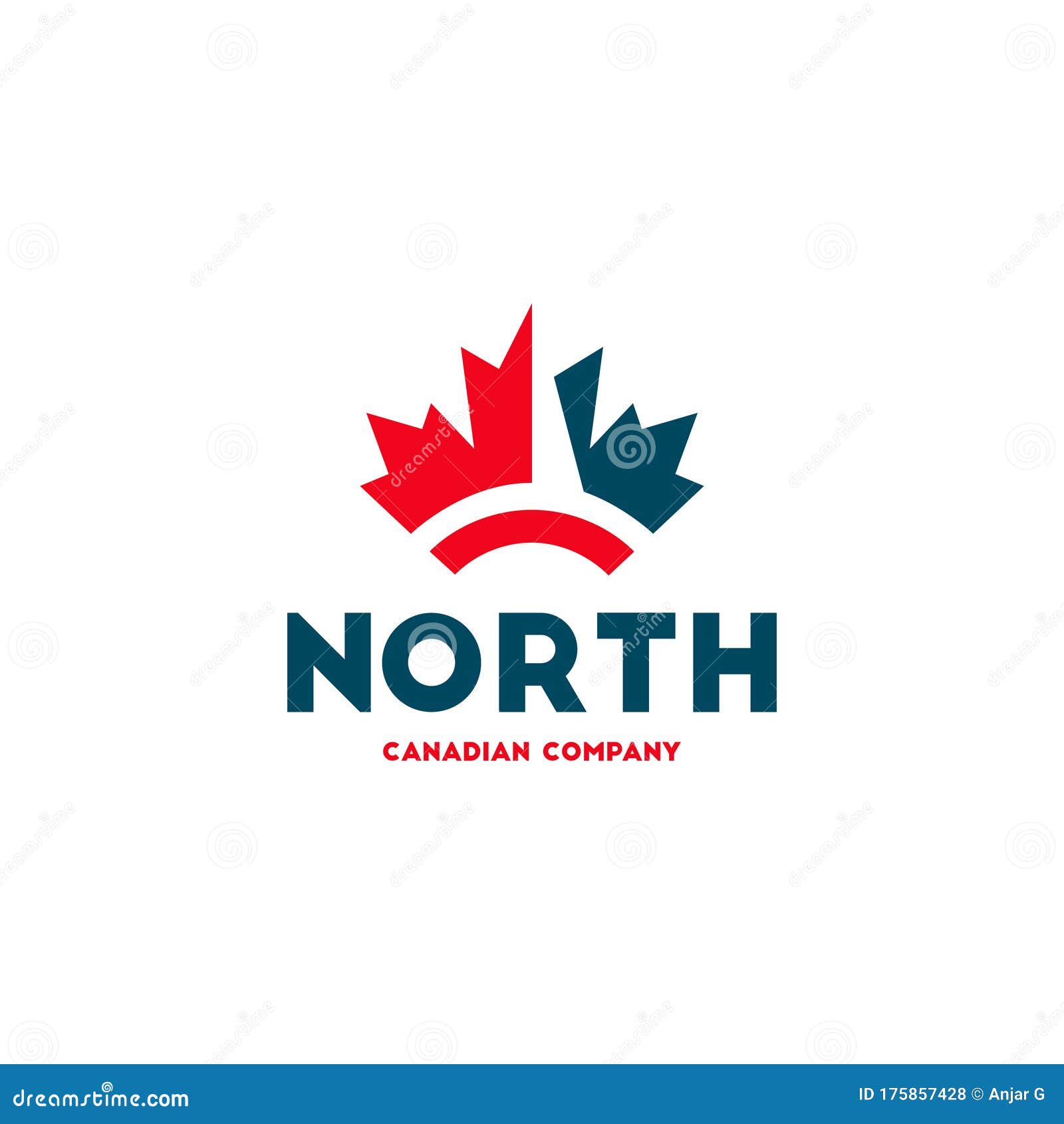 North Compass Direction with Canadian Maple Leaf Flag Logo Template ...