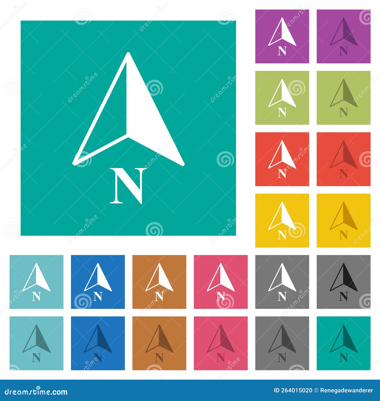 North Compass Direction Square Flat Multi Colored Icons Stock Vector ...