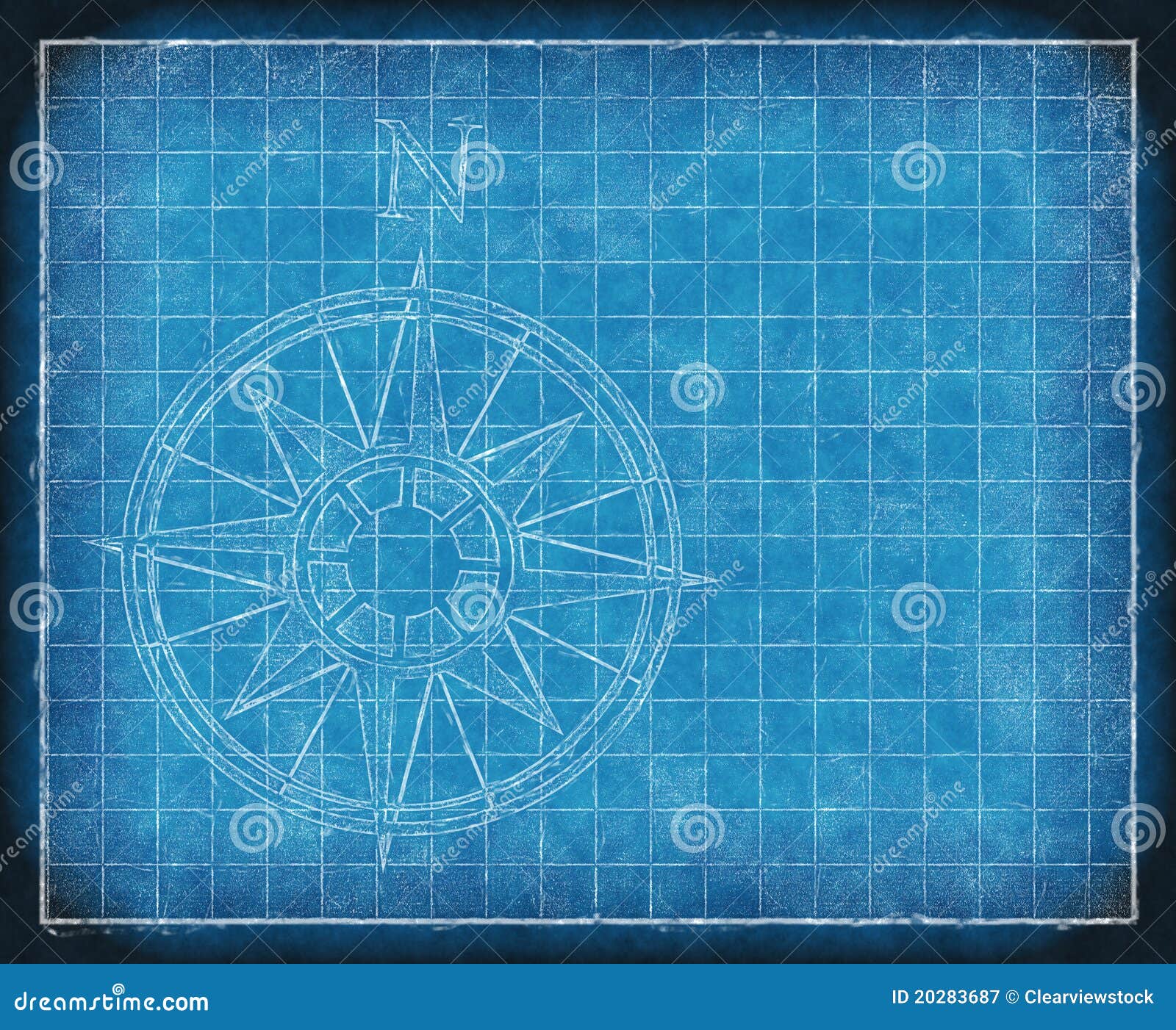 North Compass Map Arrow Bluepriint Stock Illustration - Illustration of ...