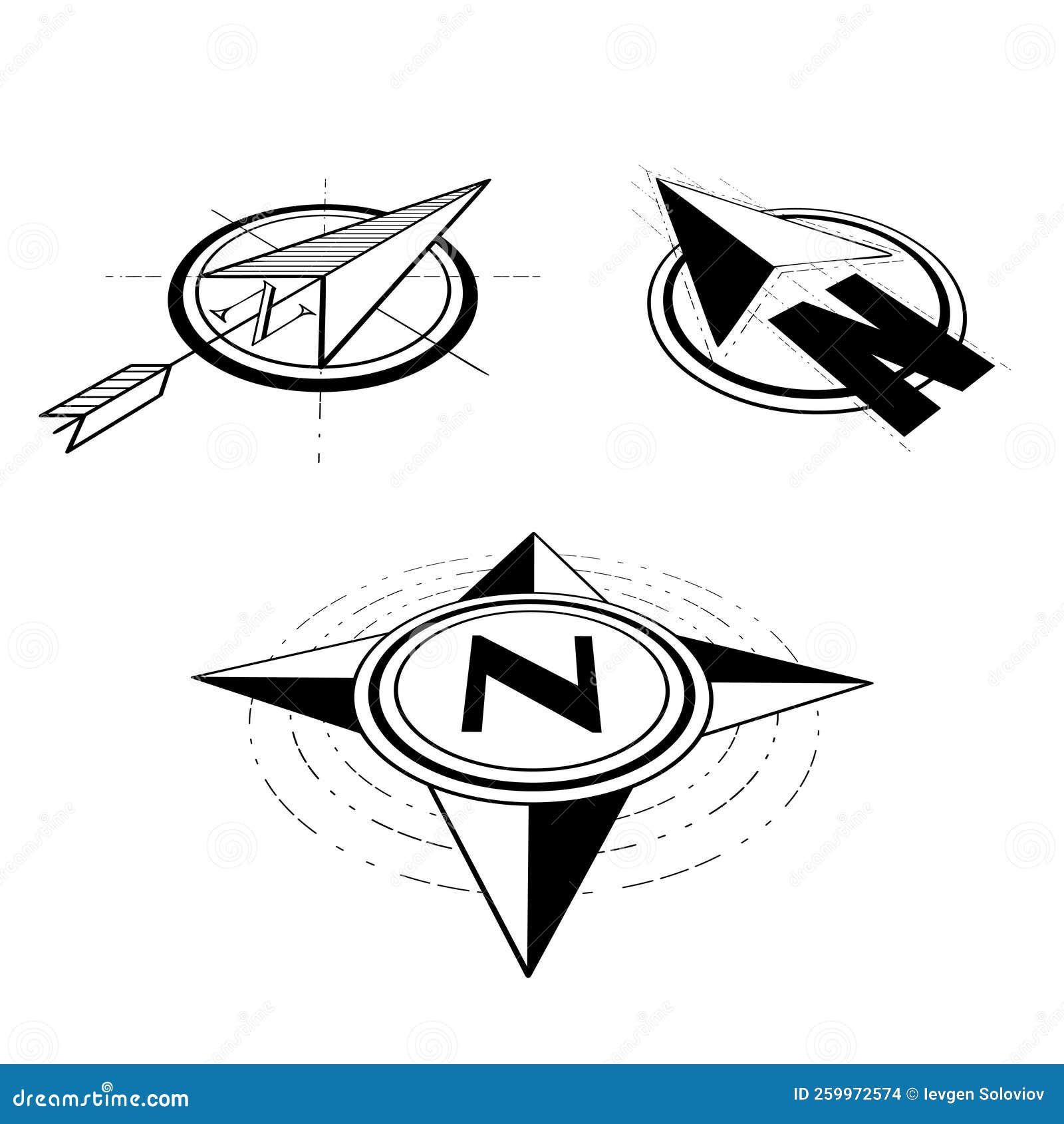 North Compass Perspective Arrows Set Stock Vector Illustration Of Location Design 259972574
