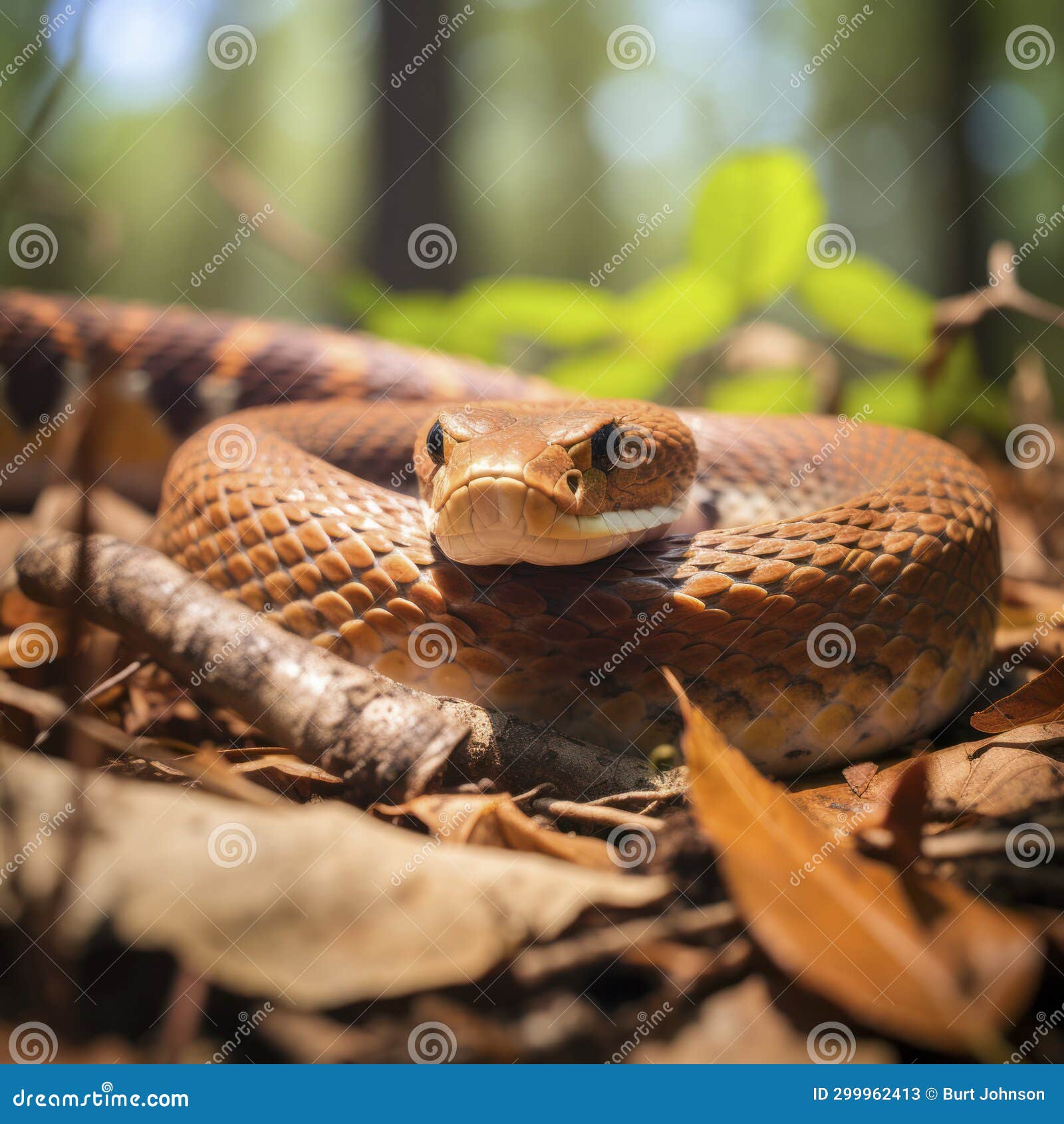 A North Copperhead Snake on a Forest Floor Stock Image - Image of ...