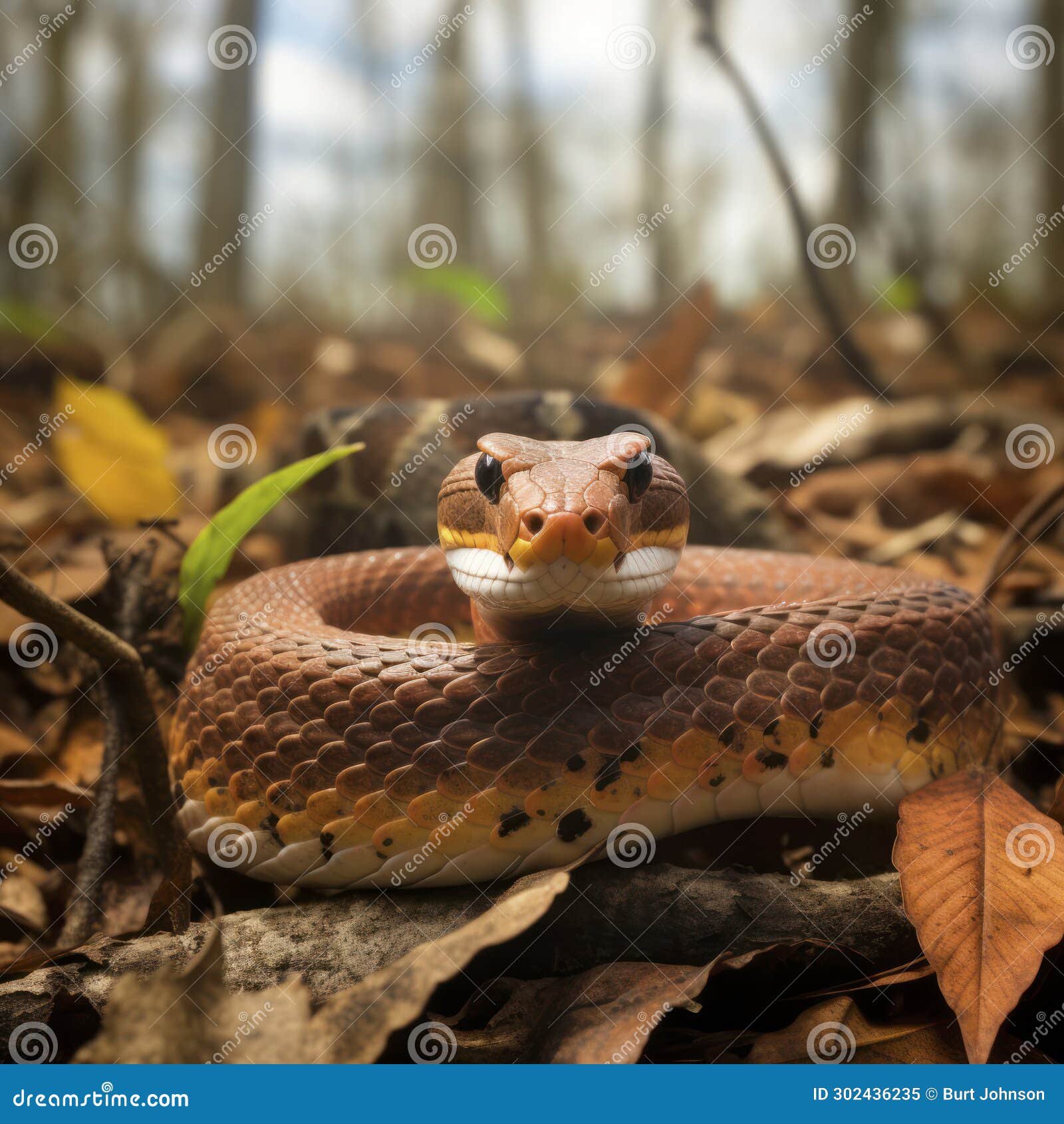 Aggressive Copperhead Snake Baring Fangs Mascot Black And White Cartoon ...
