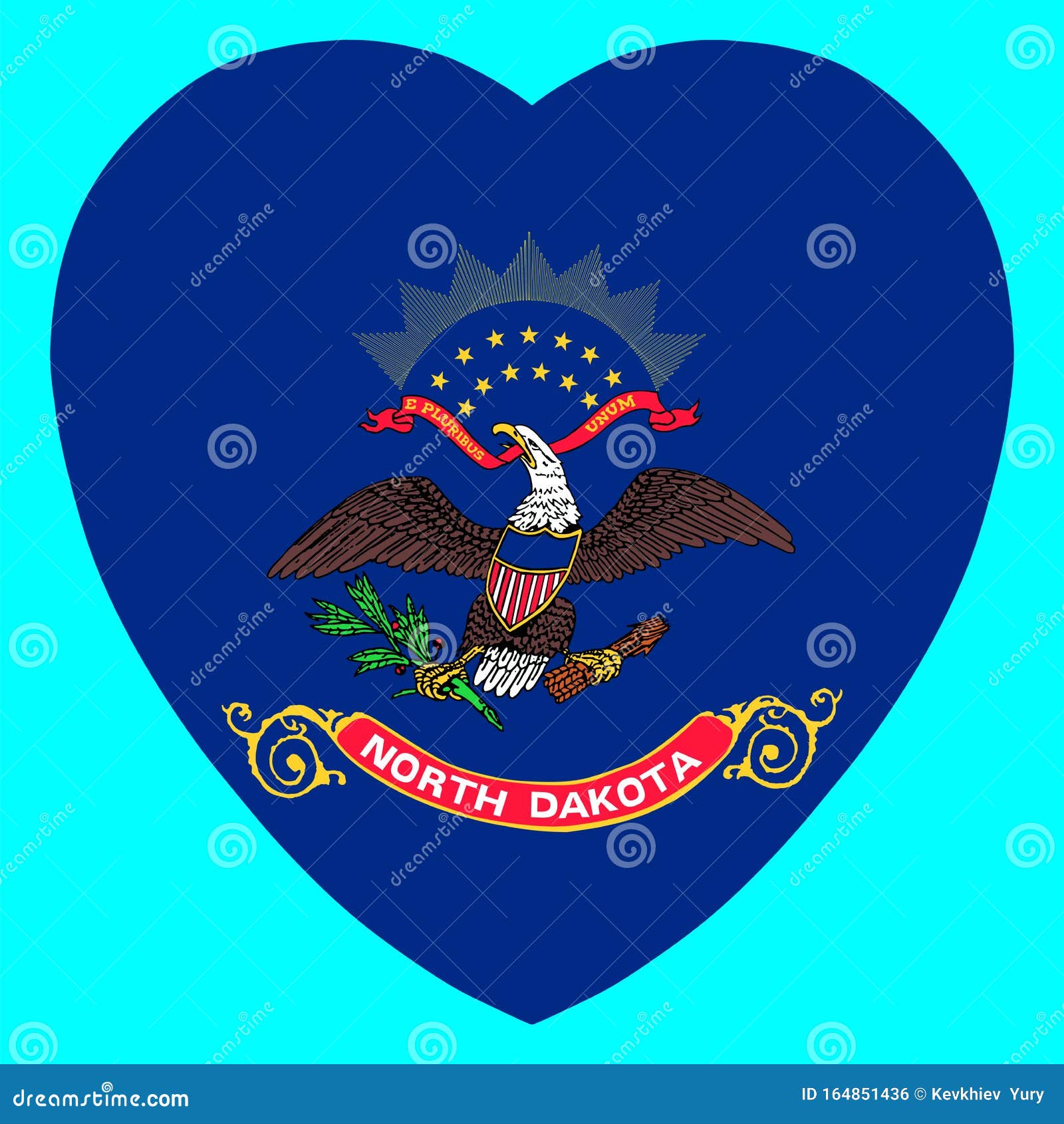 North Dakota Flag in Heart Shape Vector Stock Vector - Illustration of ...