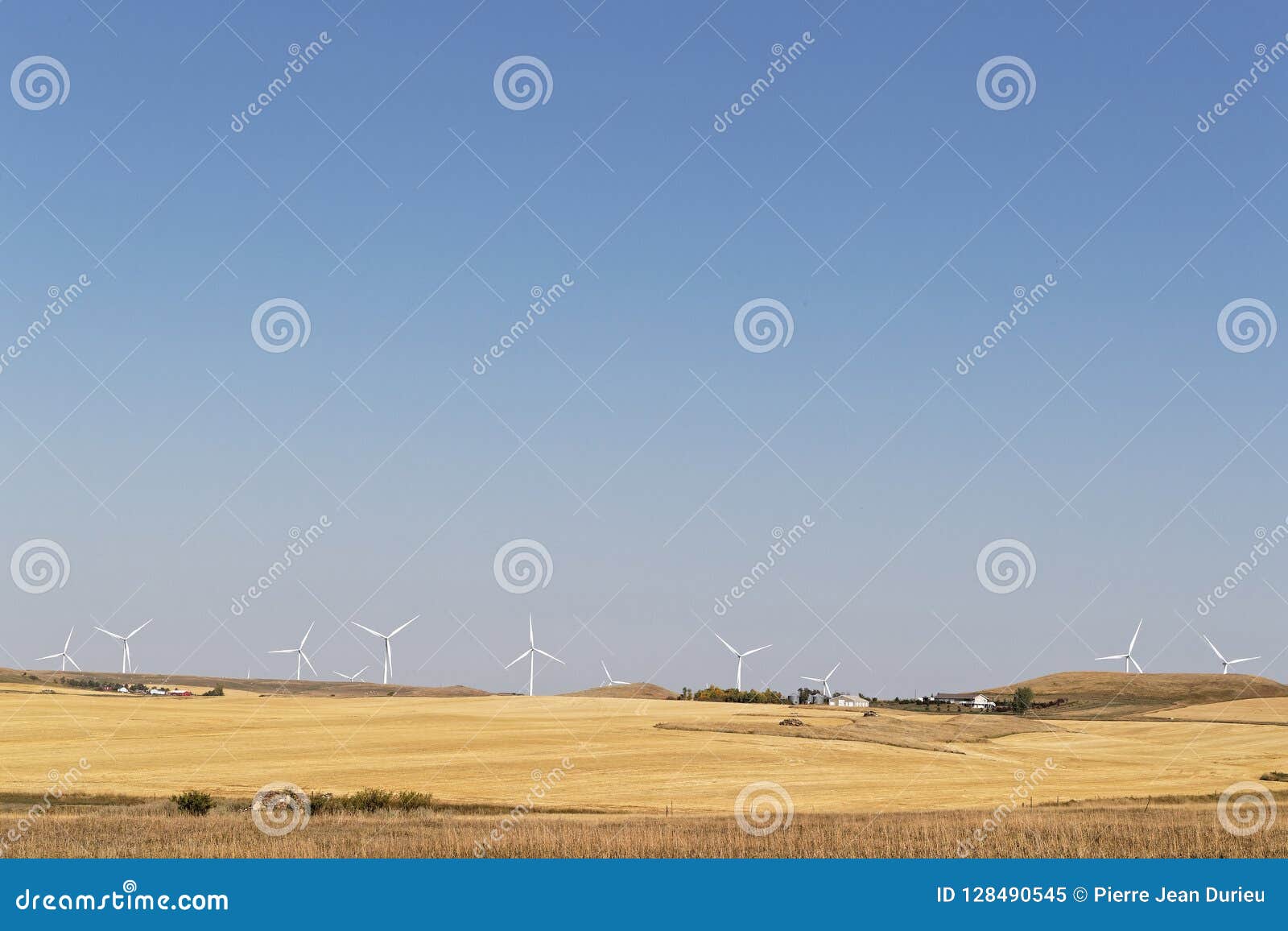 North Dakota Plains Landscape and Wind Turbines Stock Image - Image of ...