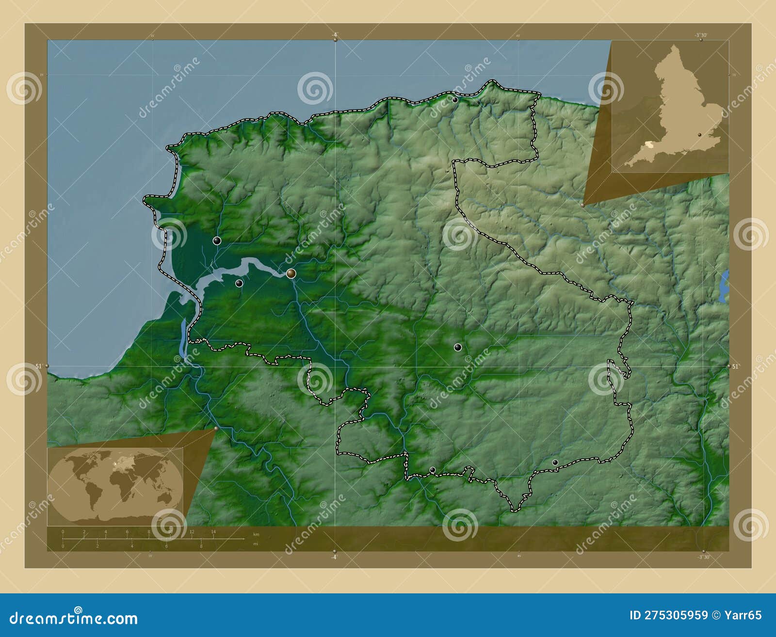 North Devon, England - Great Britain. Physical. Major Cities Stock ...