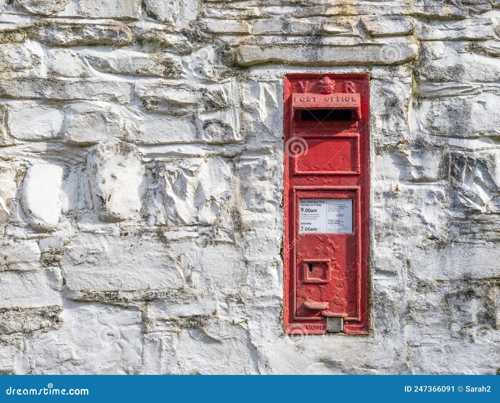 NORTH DEVON, MARCH 13 2022: Bright Red Victorian Post Office Post Box ...