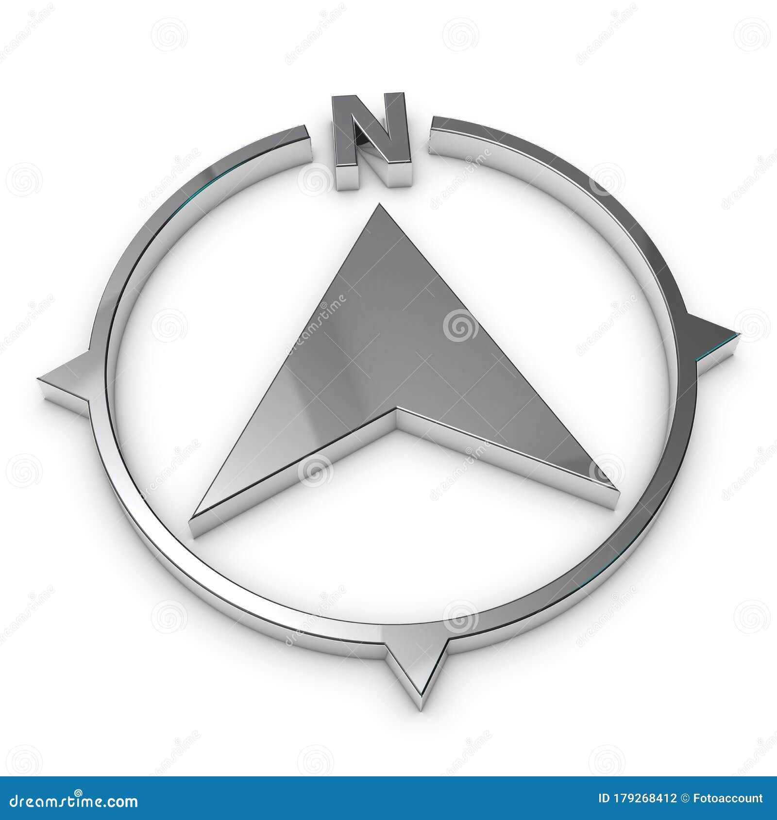 North Direction Compass Symbol - Silver Metallic 3D Illustration ...