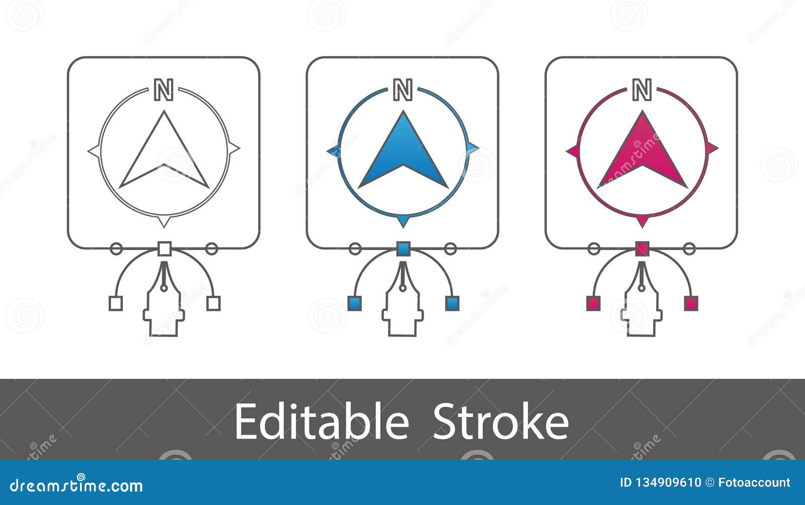 North Direction Tool - Outline Styled Icon - Editable Stroke - Vector ...