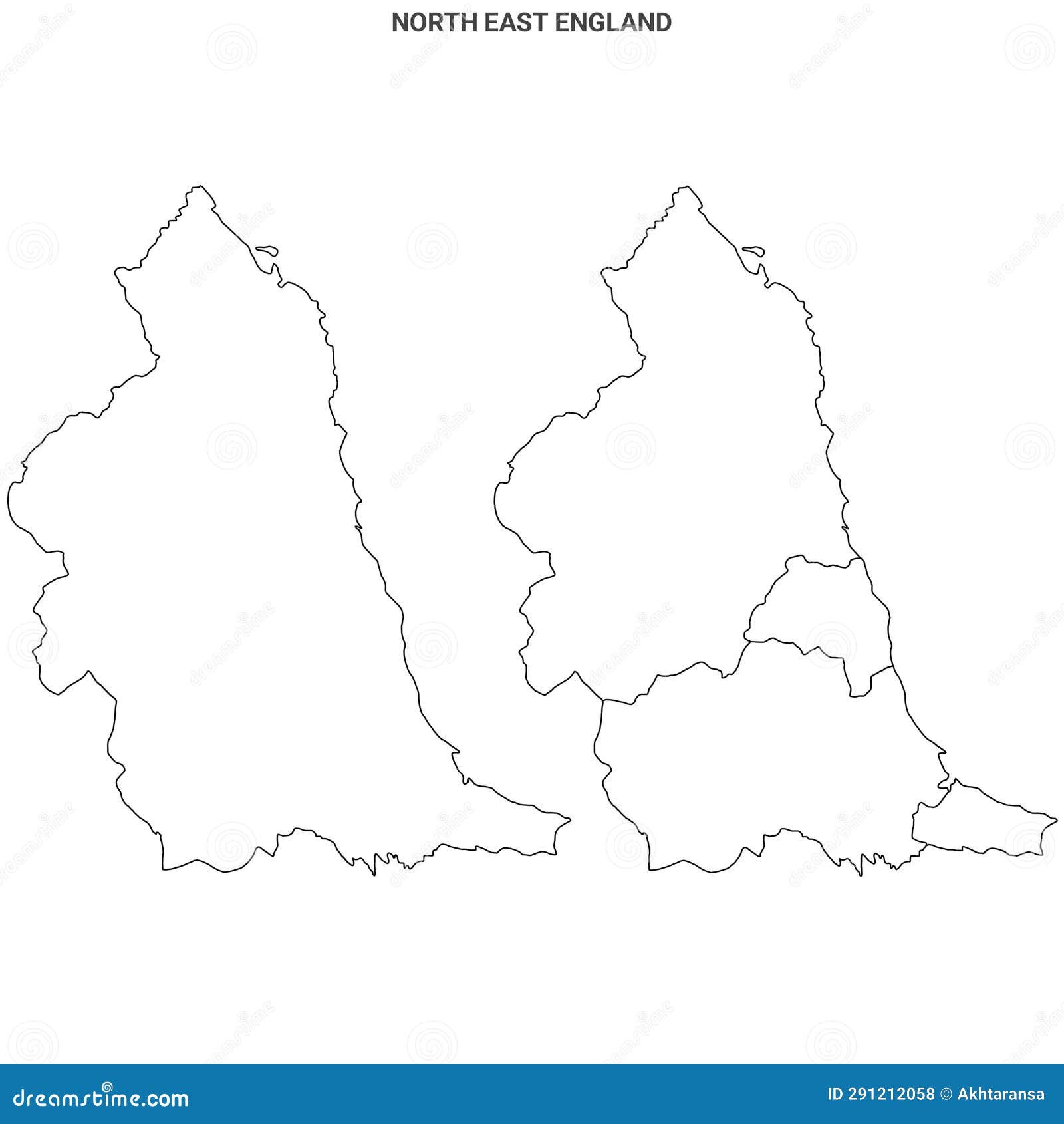 North East England Administrative Map Set - Blank Outline Map Stock ...