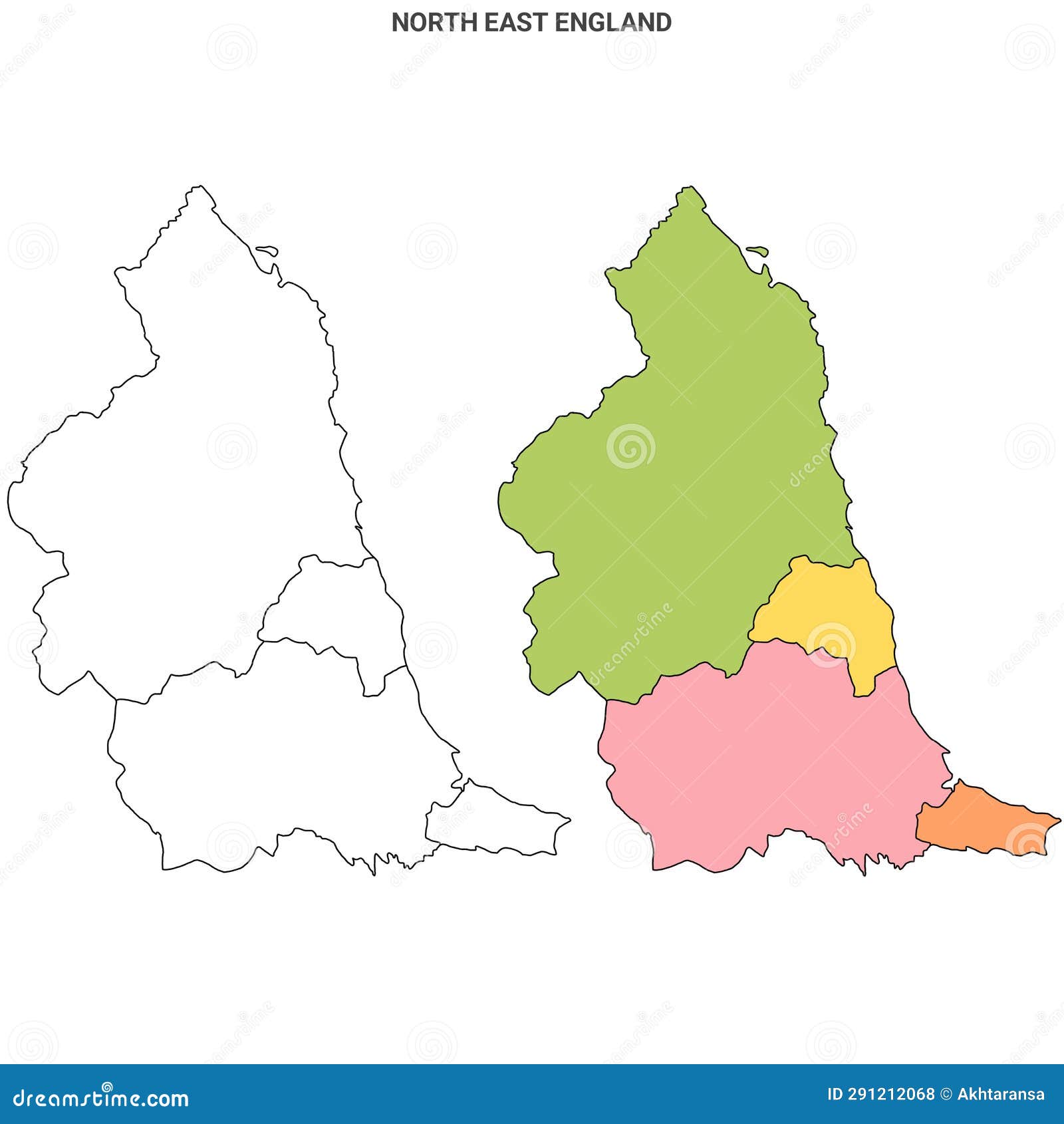 North East England Administrative Map Set - Blank Outline Map Stock ...