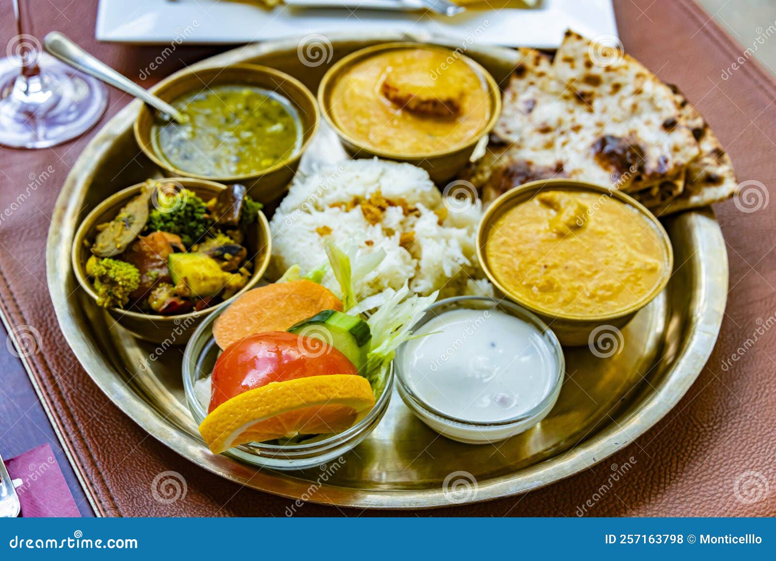 North Indian Style Vegetarian Thali Served in a Restaurant Stock Photo ...