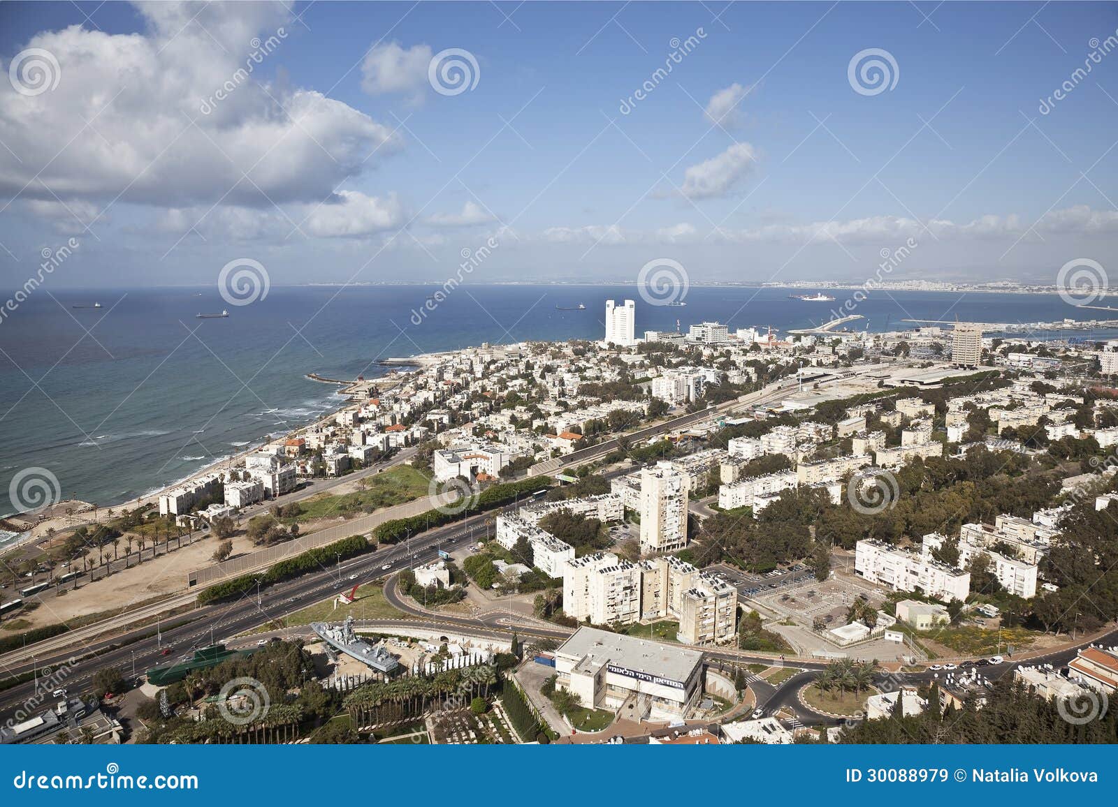 Panorama Haifa, Israel. stock image. Image of city, ships - 30088979