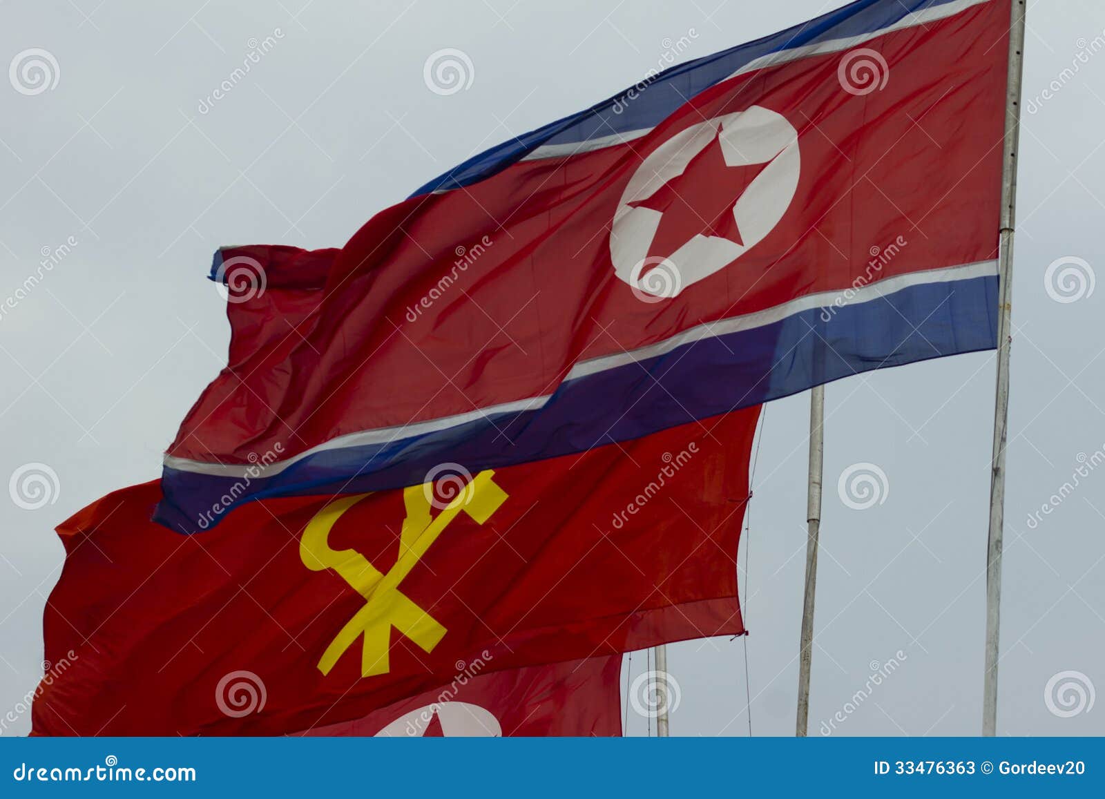North Korea Flags In Pyongyang Stock Image Image Of Symbol Korea 33476363