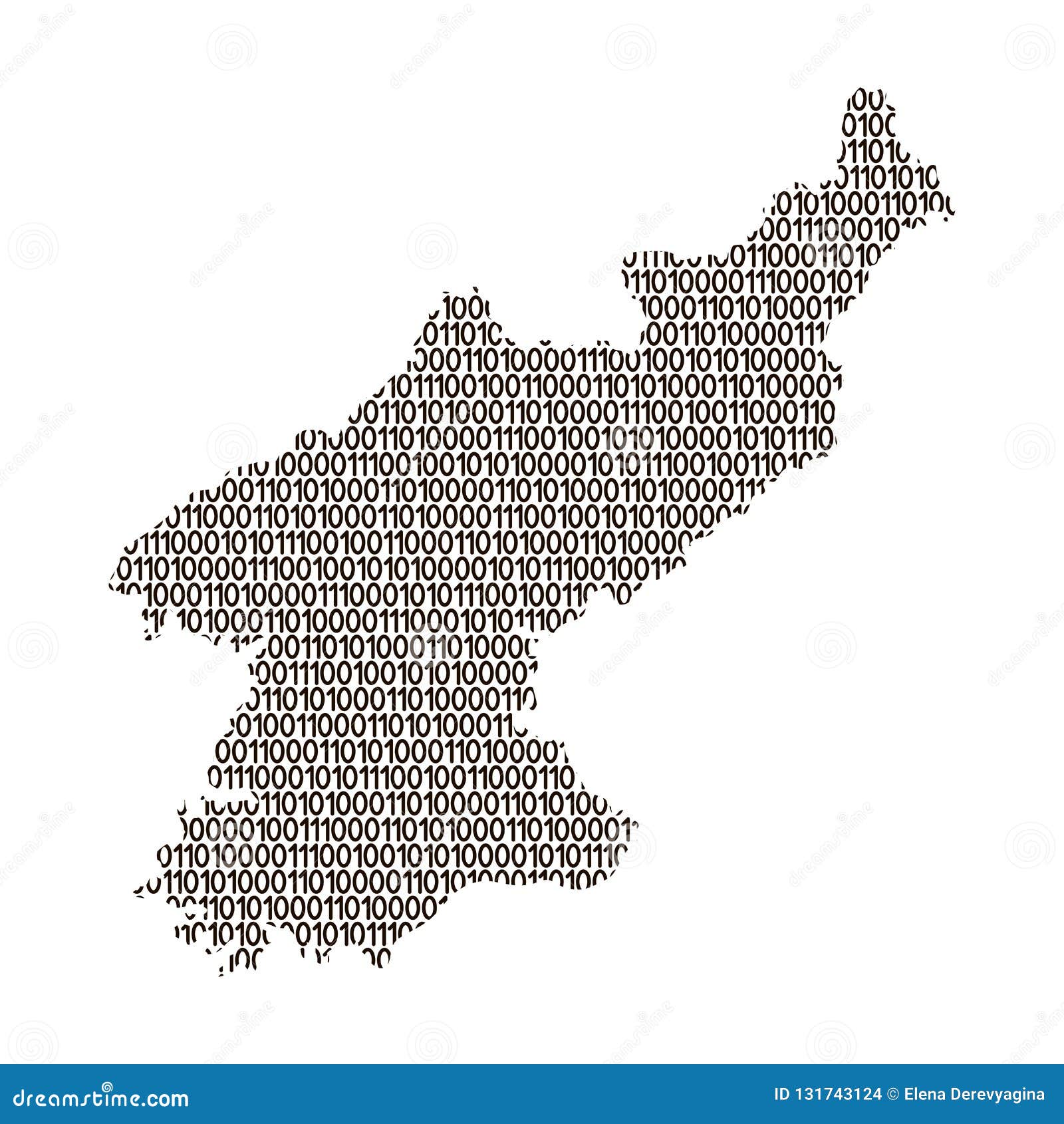 North Korea Map Abstract Schematic from Black Ones and Zeros Binary ...