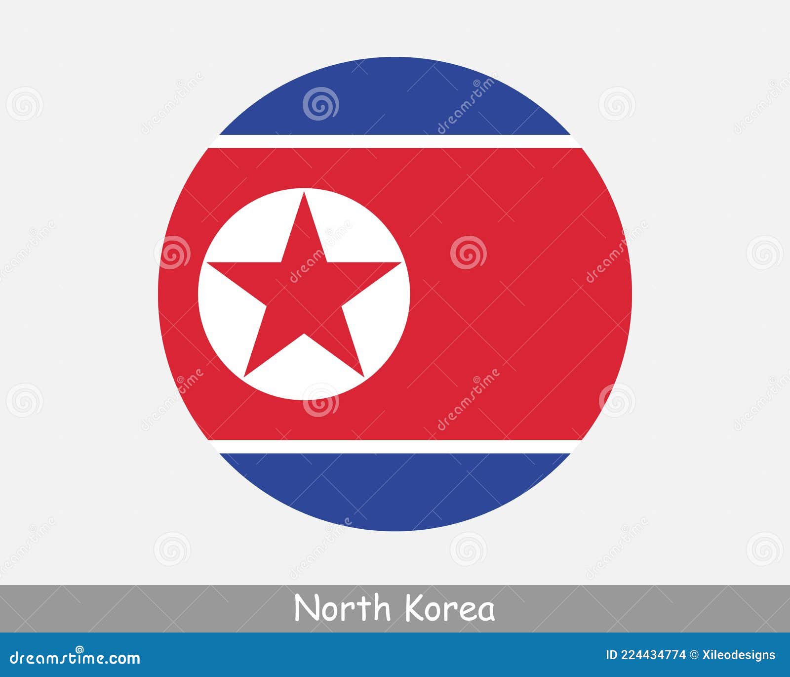 North Korea Round Circle Flag. North Korean Circular Button Banner Icon ...