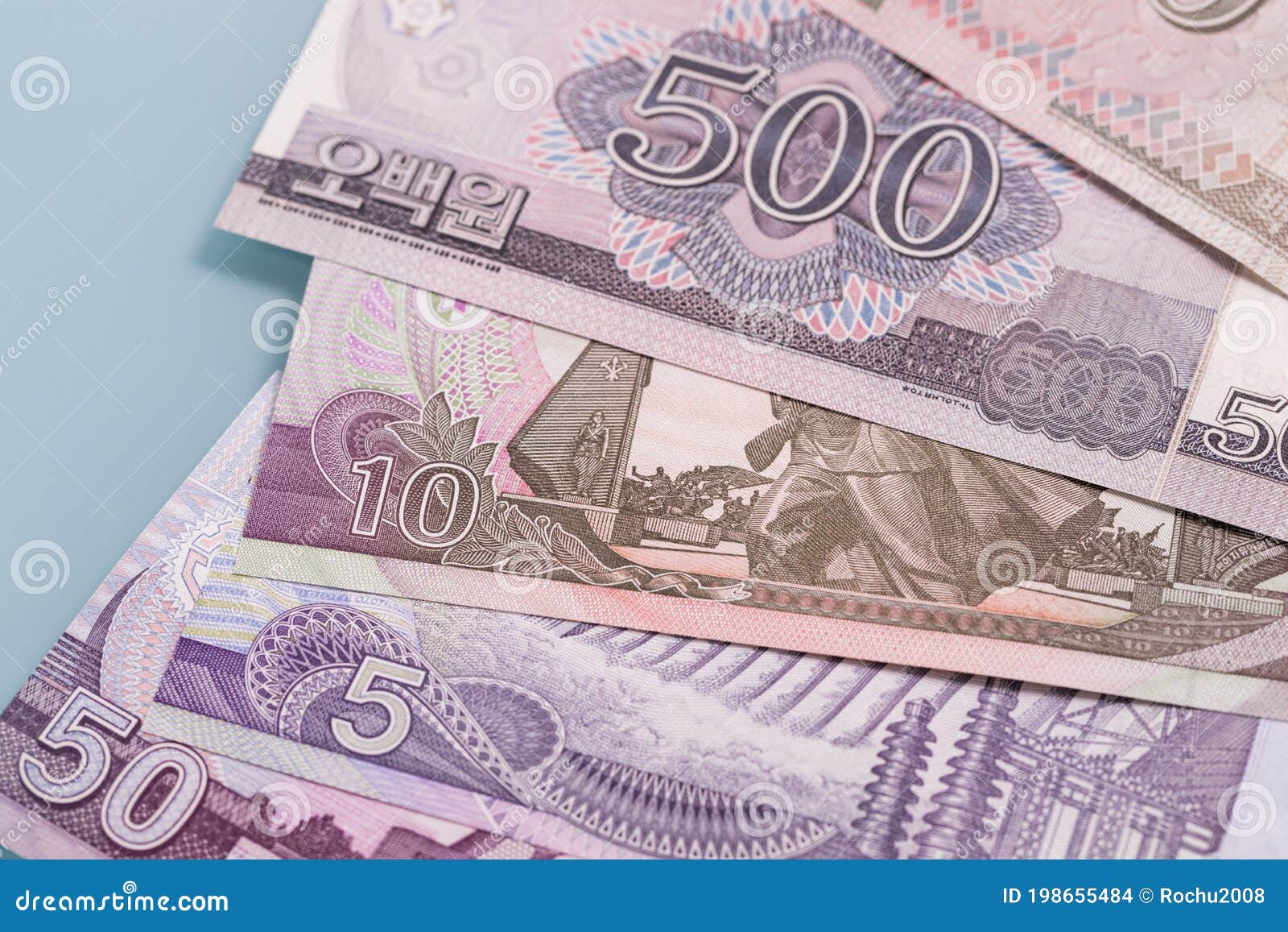 North Korean Money, Won, Various Banknotes Stock Photo - Image of ...