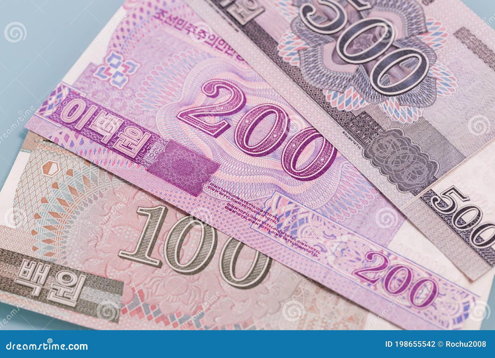 North Korean Money, Won, Various Banknotes Stock Photo - Image of ...
