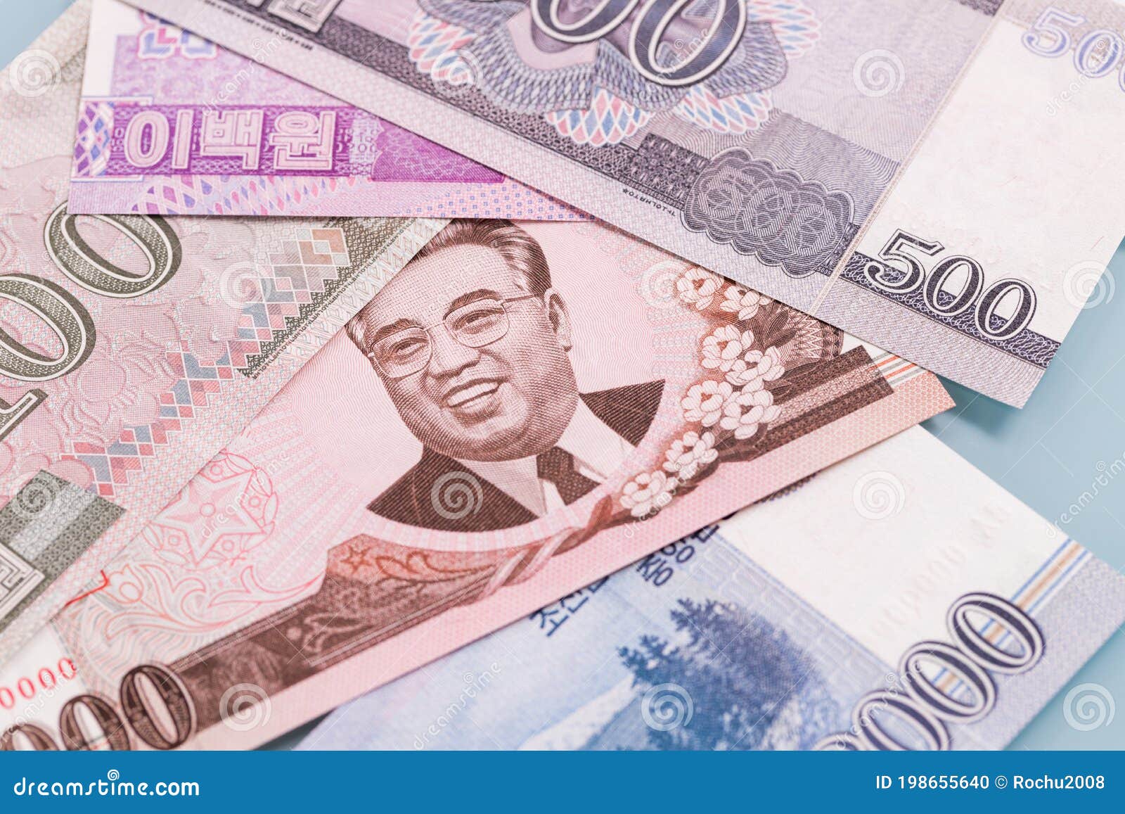 North Korean Money, Won, Various Banknotes Stock Photo - Image of ...