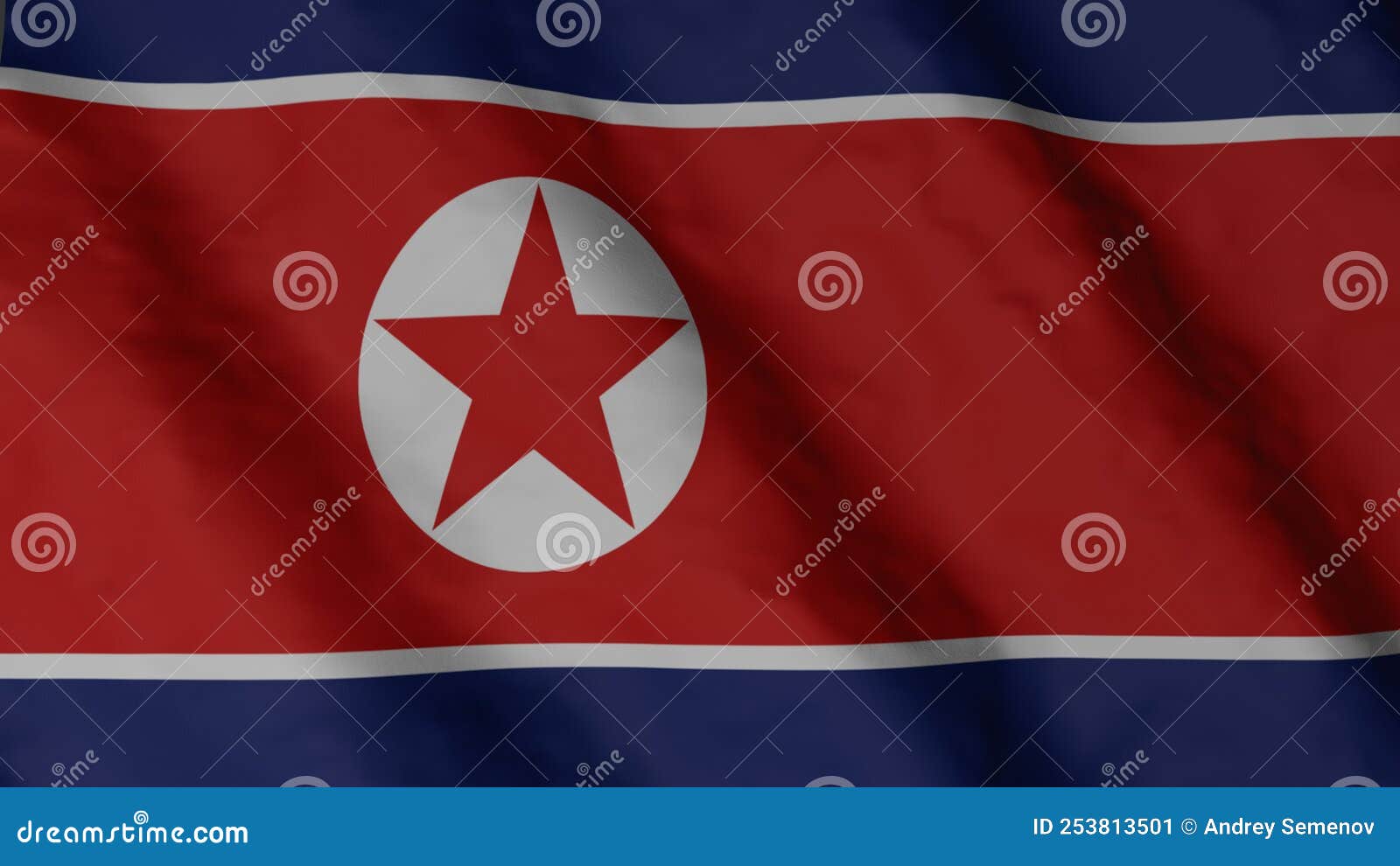 North Korean National Flag. State Flag of DPRK Illustration. 3D ...