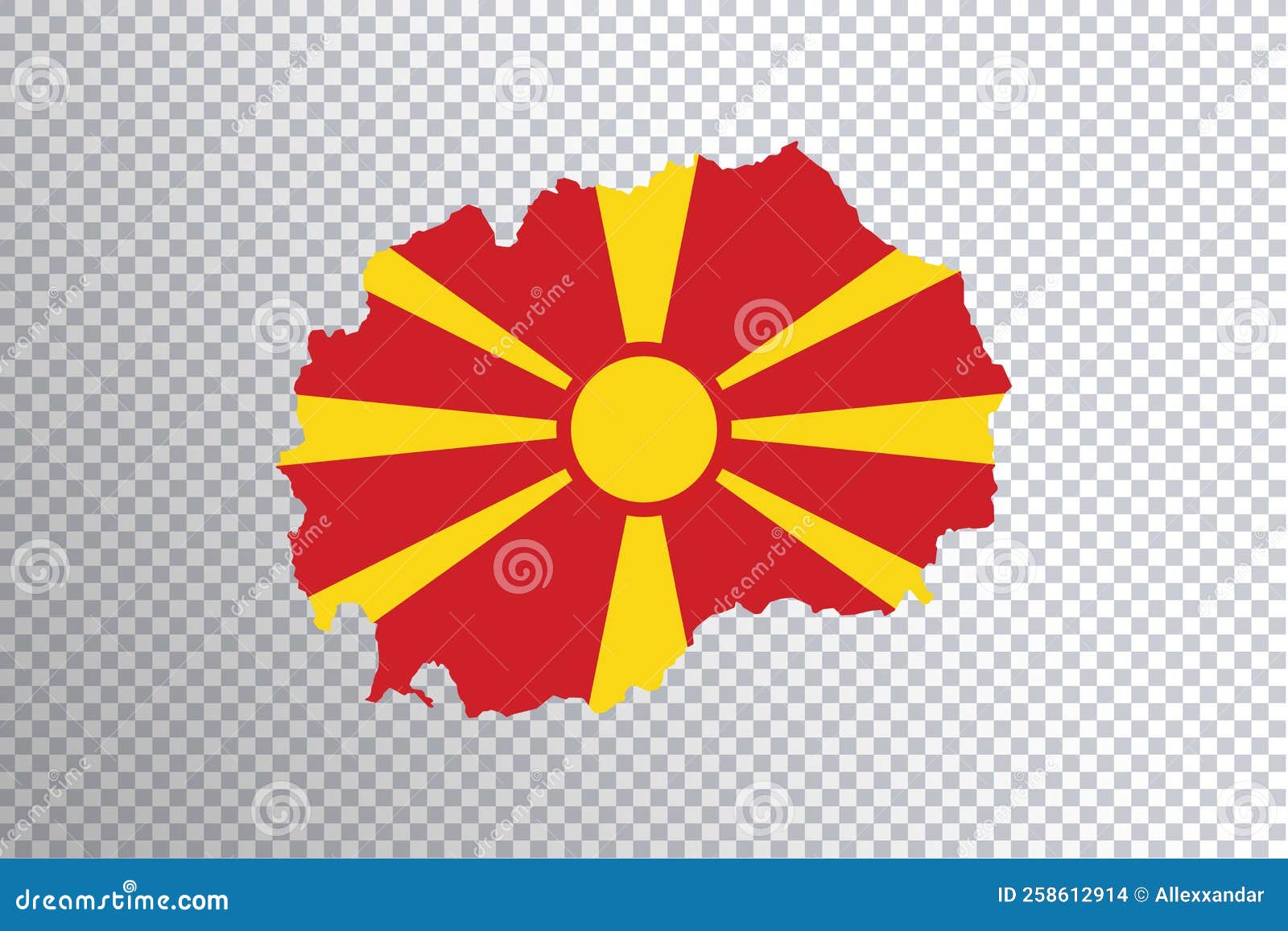 North Macedonia Flag on Map, Transparent Background Stock Illustration ...
