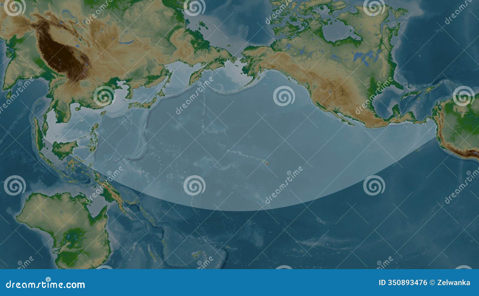 North Pacific Ocean Highlighted. Physical Map Stock Illustration ...