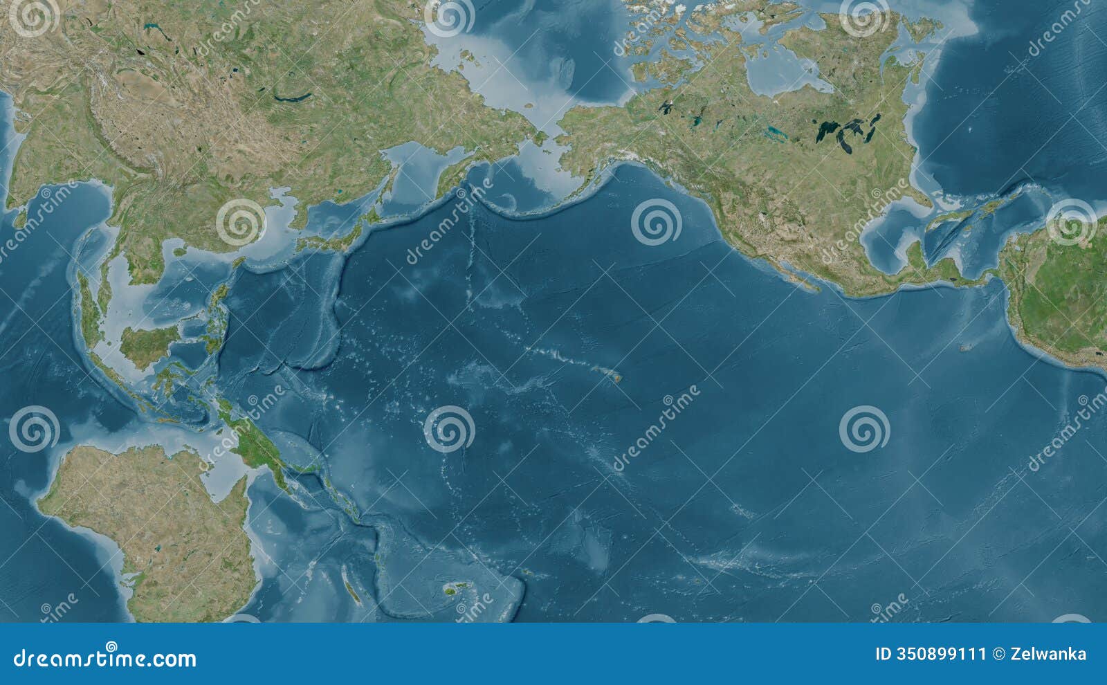 North Pacific Ocean. Bounding Box. Satellite Map Stock Illustration ...