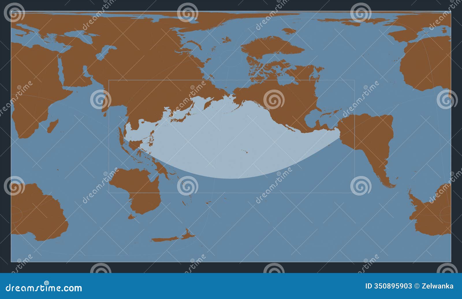 North Pacific Ocean on the World Map. Patterned Stock Illustration ...