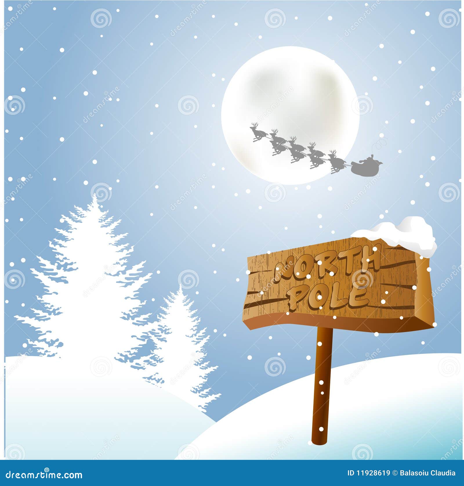 Cartoon North Pole Night