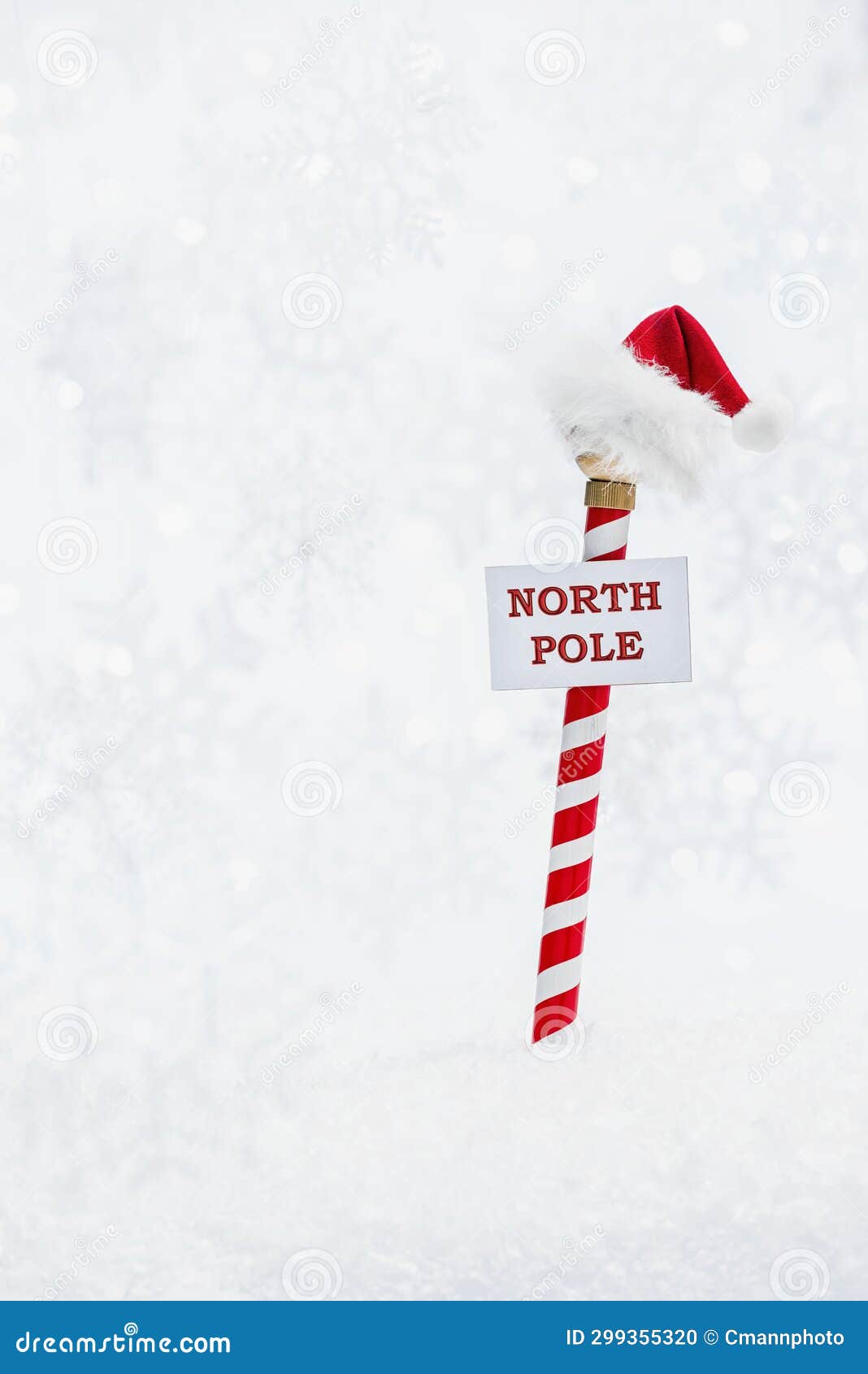 The North Pole Sign with Santa Hat Stock Photo - Image of placard ...