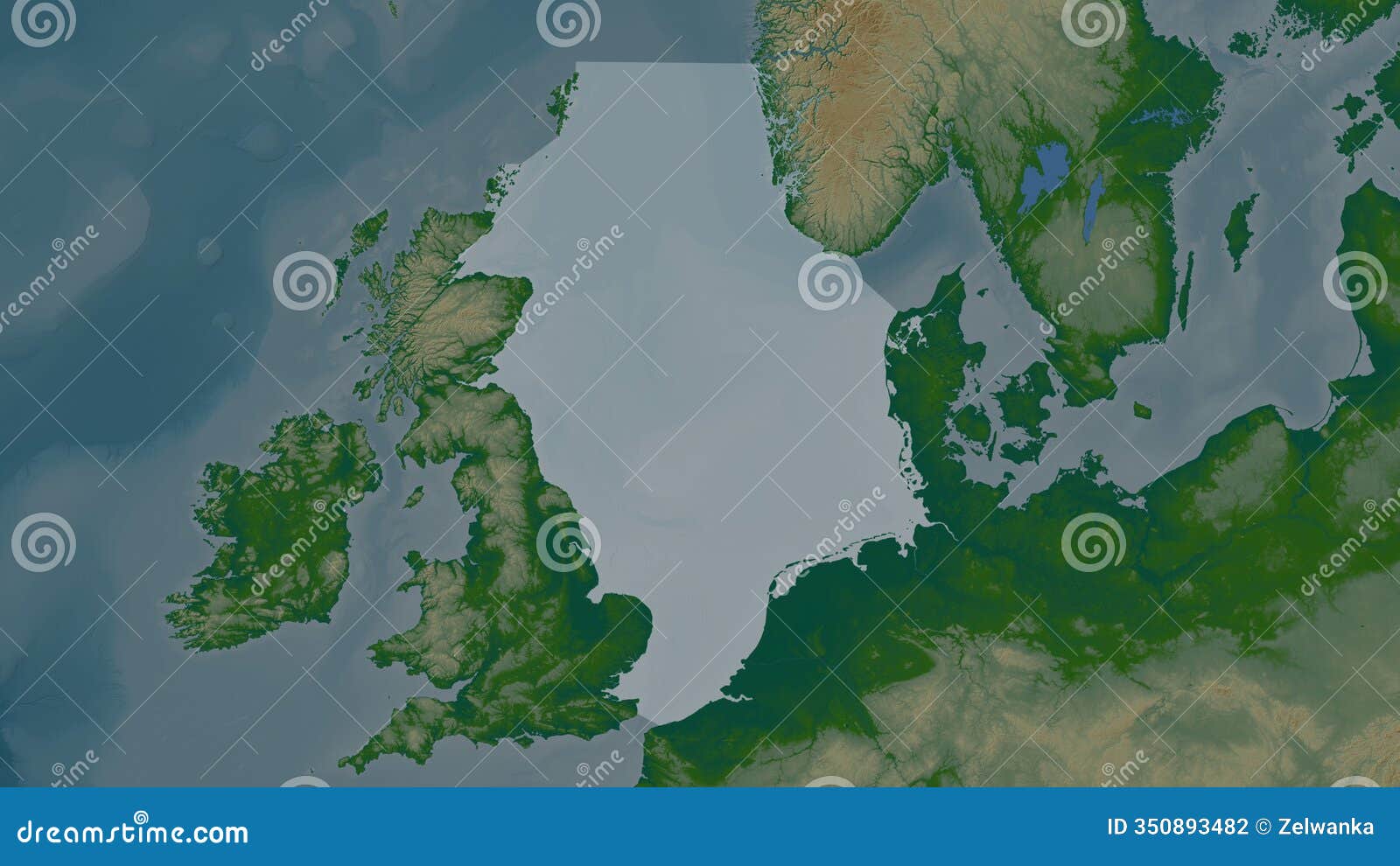 North Sea Highlighted. Physical Map Stock Illustration - Illustration ...