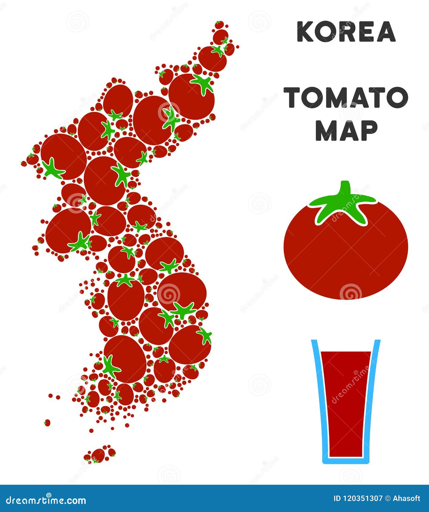 North and South Korea Map Composition of Tomato Stock Vector ...