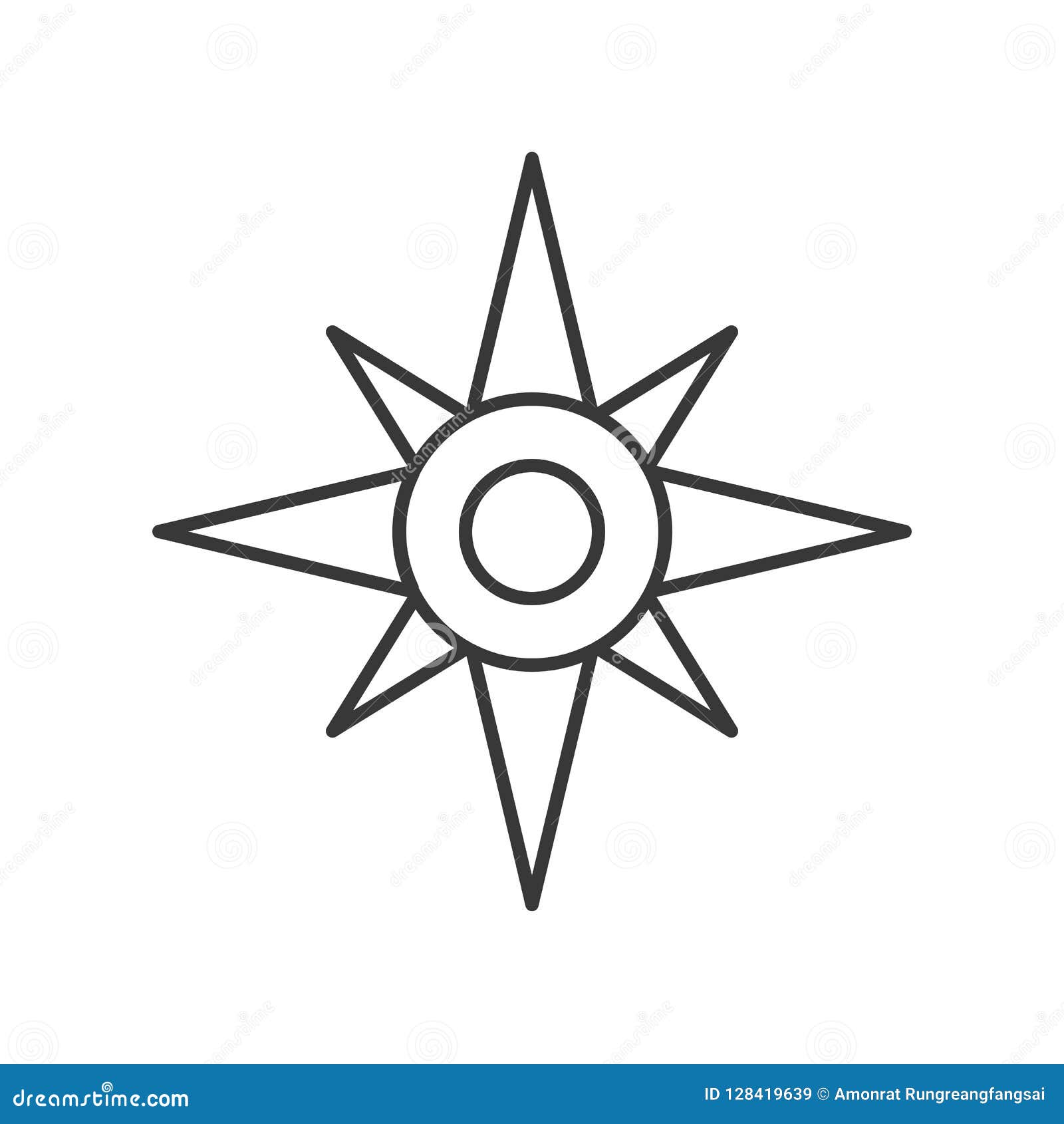 North Star or Compass Outline Vector Icon Stock Vector - Illustration ...
