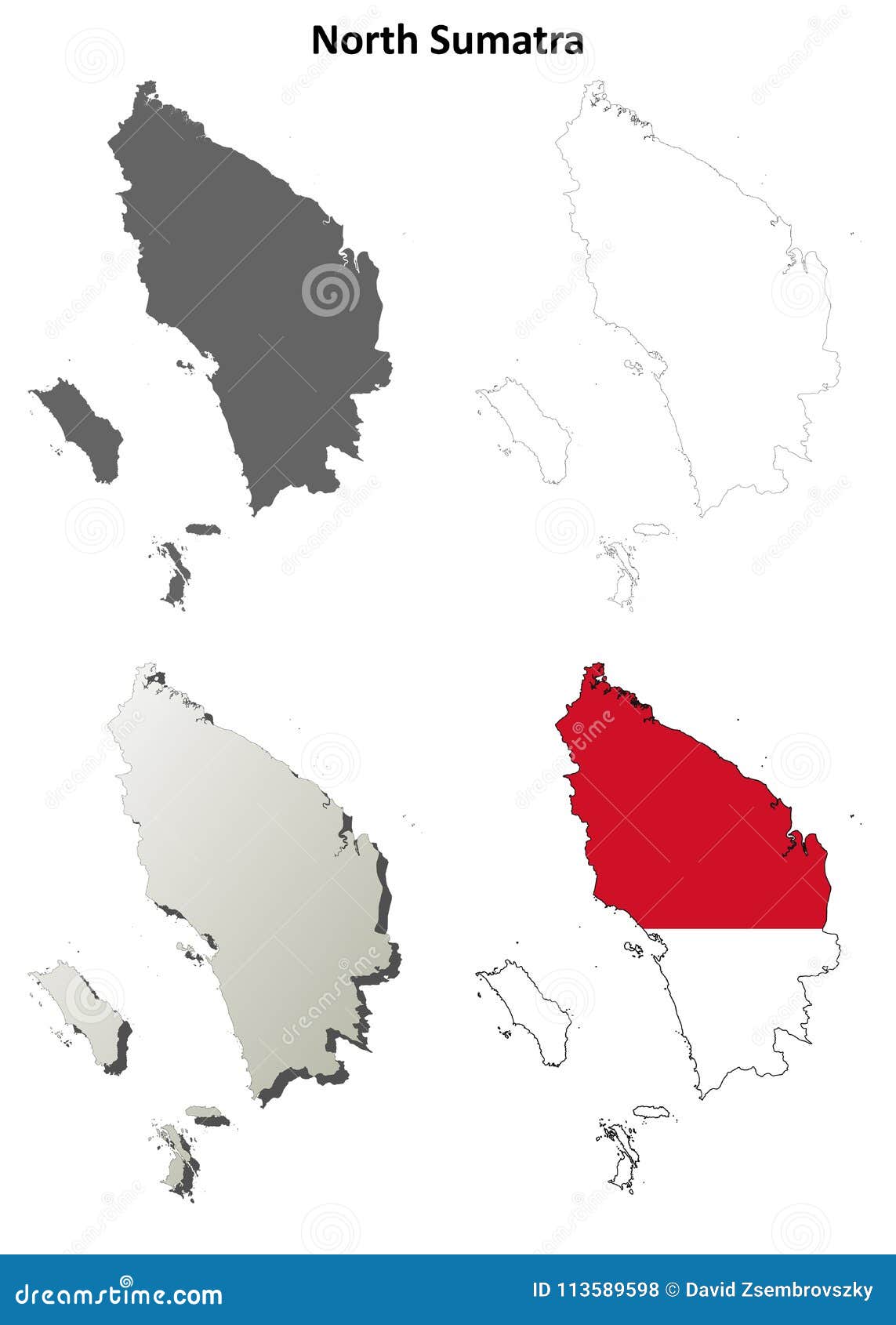 North Sumatra Blank Outline Map Set Vector Illustration | CartoonDealer ...